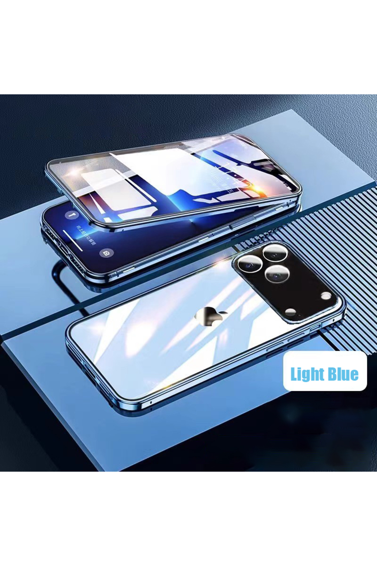 Choice iPhone17 Pro Max Light Blue 360 ° Full Protection Metal Magnetic ...