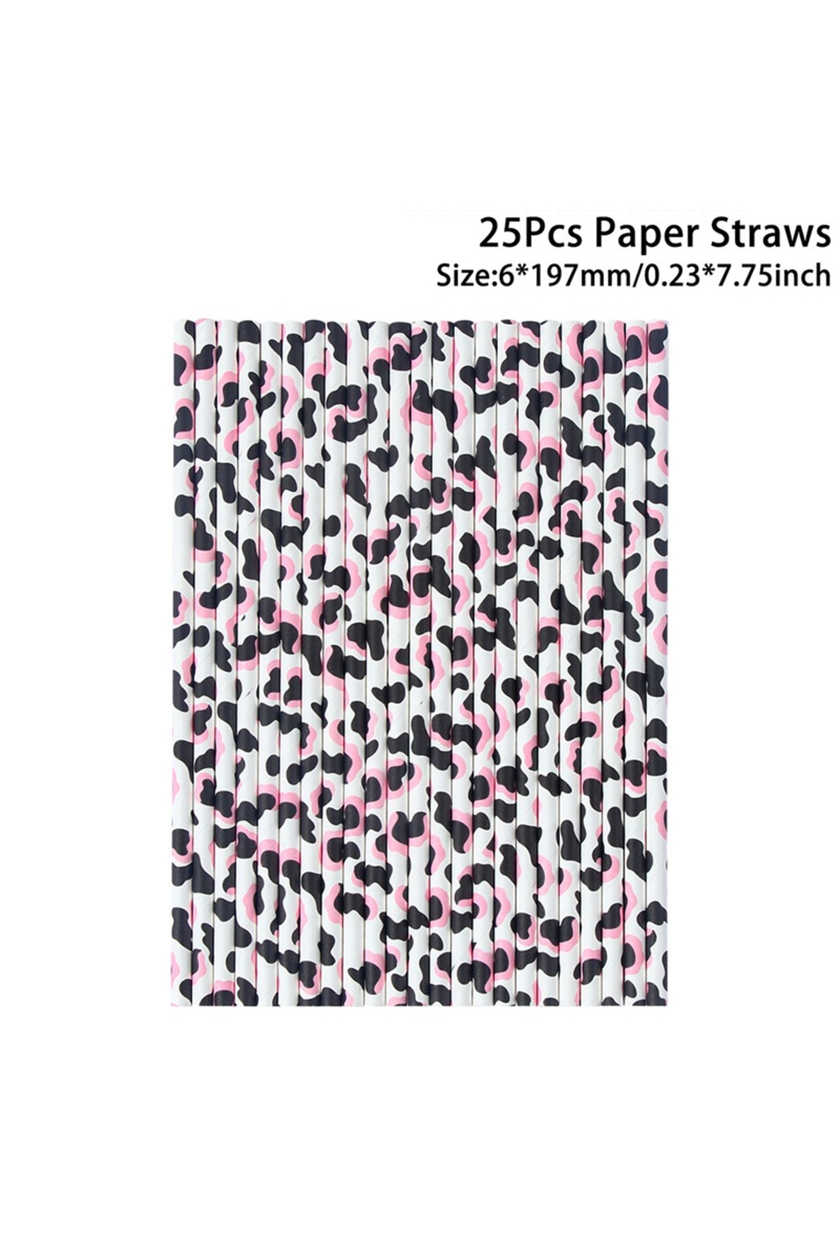 Choice 25pcs B 25/100pcs Cow Pattern Paper Straws Farm Animals Birthday ...