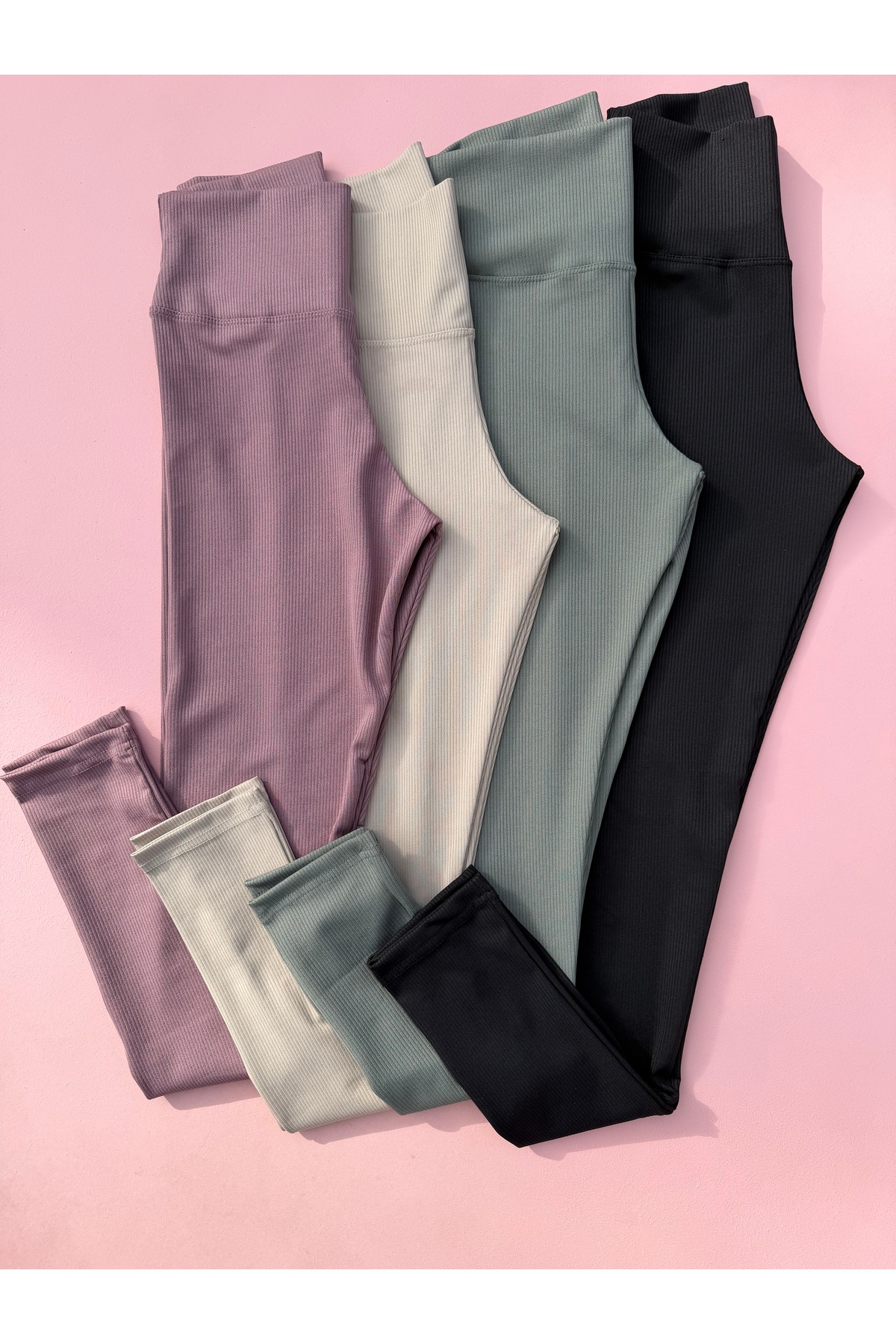 LEYNA BUTİK Kadın Yüksek Bel Toparlayıcı Fitilli Uzun Spor Tayt 4’lü ...