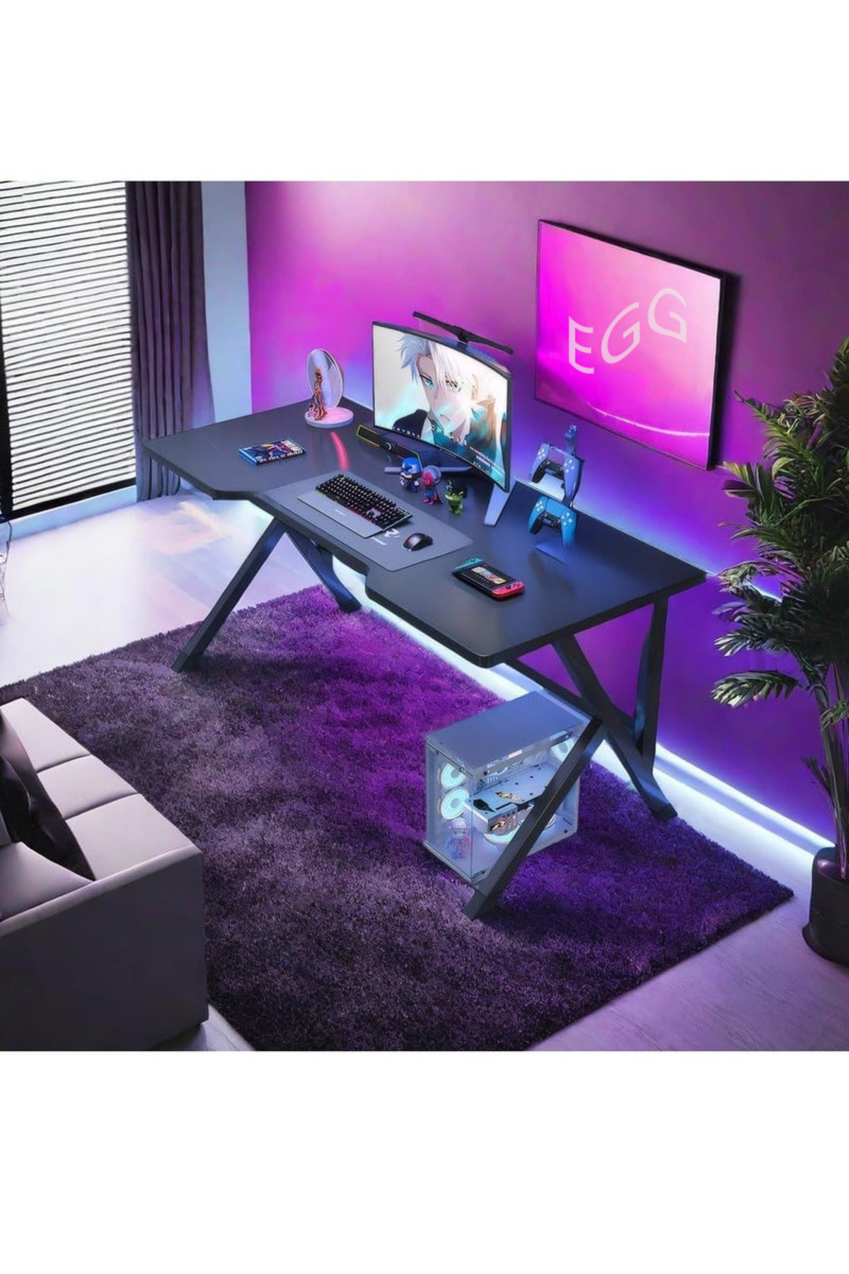 EGG K-shaped gaming desk, ergonomic carbon fiber desktop computer desk ...