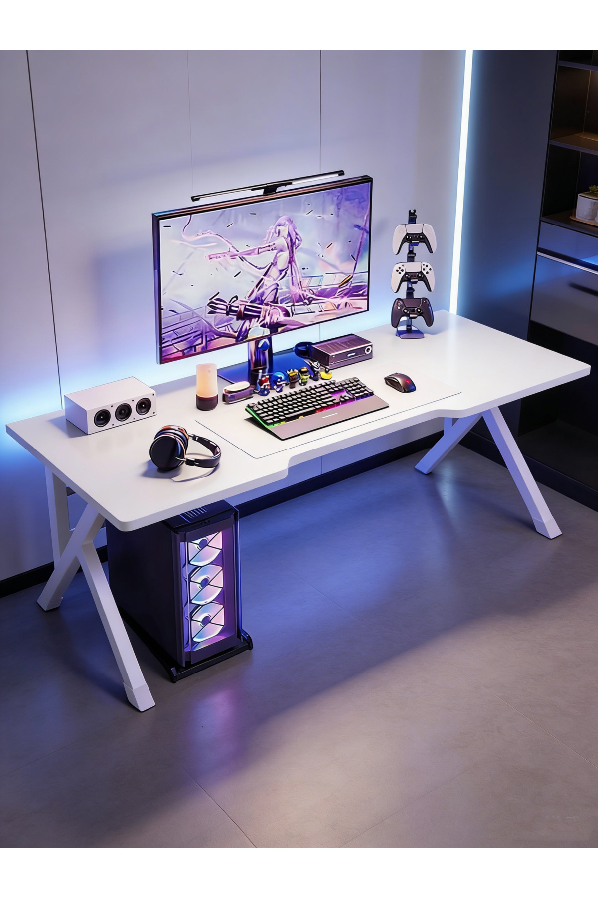 EGG K-Shaped Gaming Desk 140cm Computer Table Home Office Desk Large ...