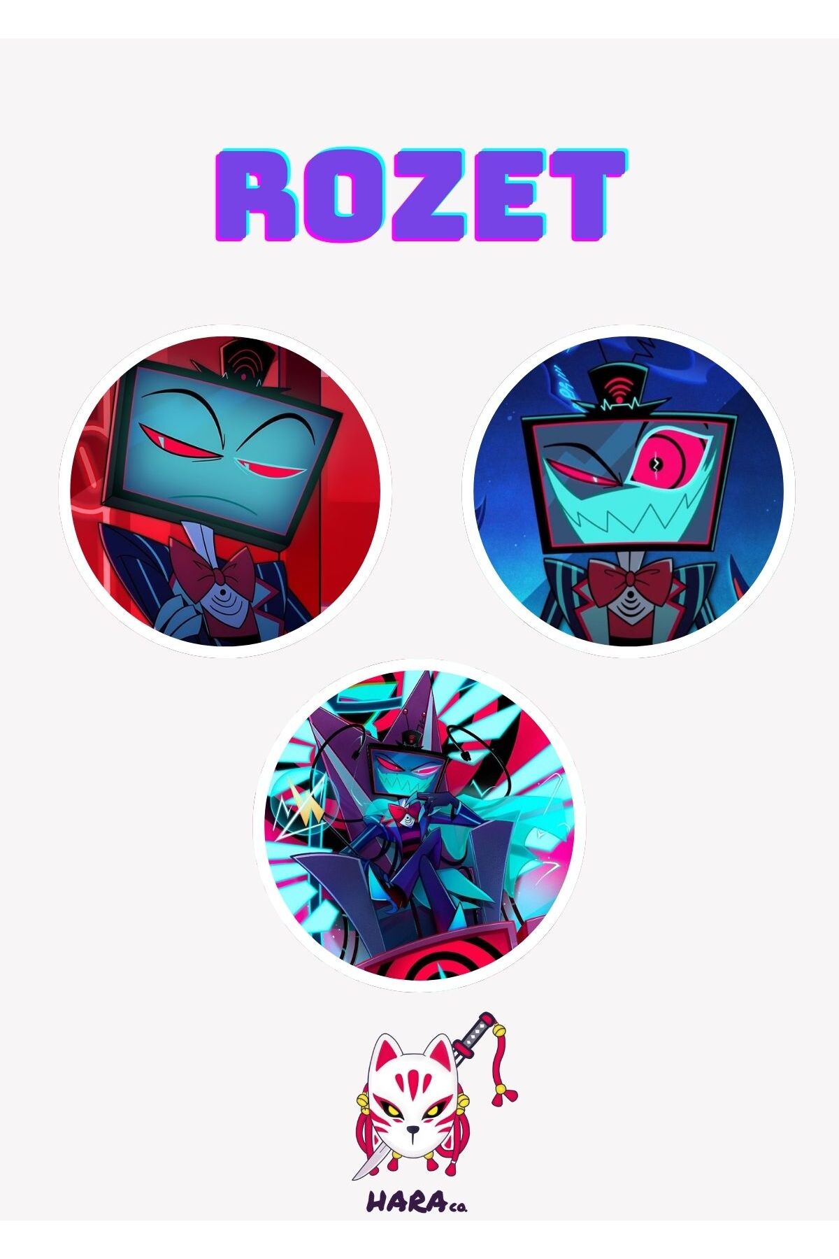 Hara Company Hazbin Hotel Animesi Vox Anime Rozet Seti 3’lü - Fiyatı ...