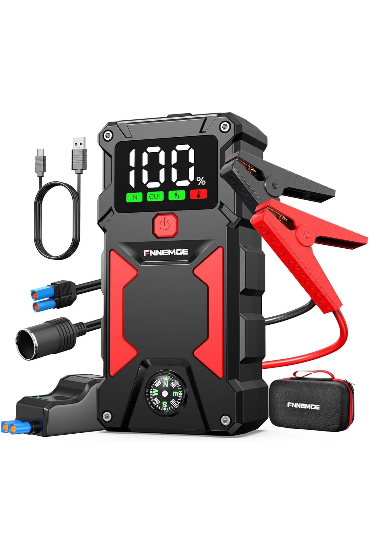 FNNEMGE Car Jump Starter, 6000A Peak 12V Jump Starter Battery Pack (Up ...