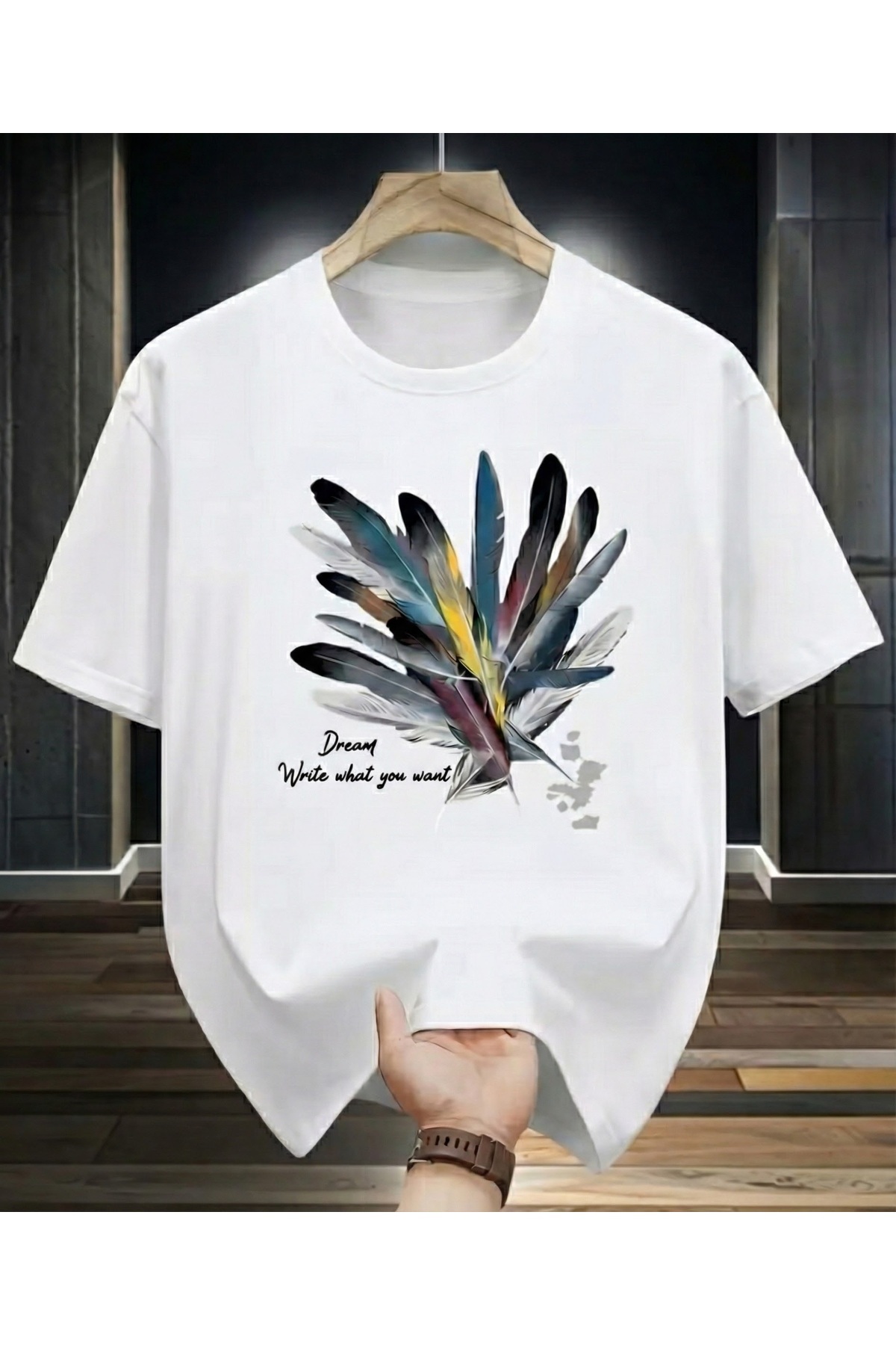 LELVANİ Tüy Beyaz Unisex T-Shirt - Fiyatı, Yorumları