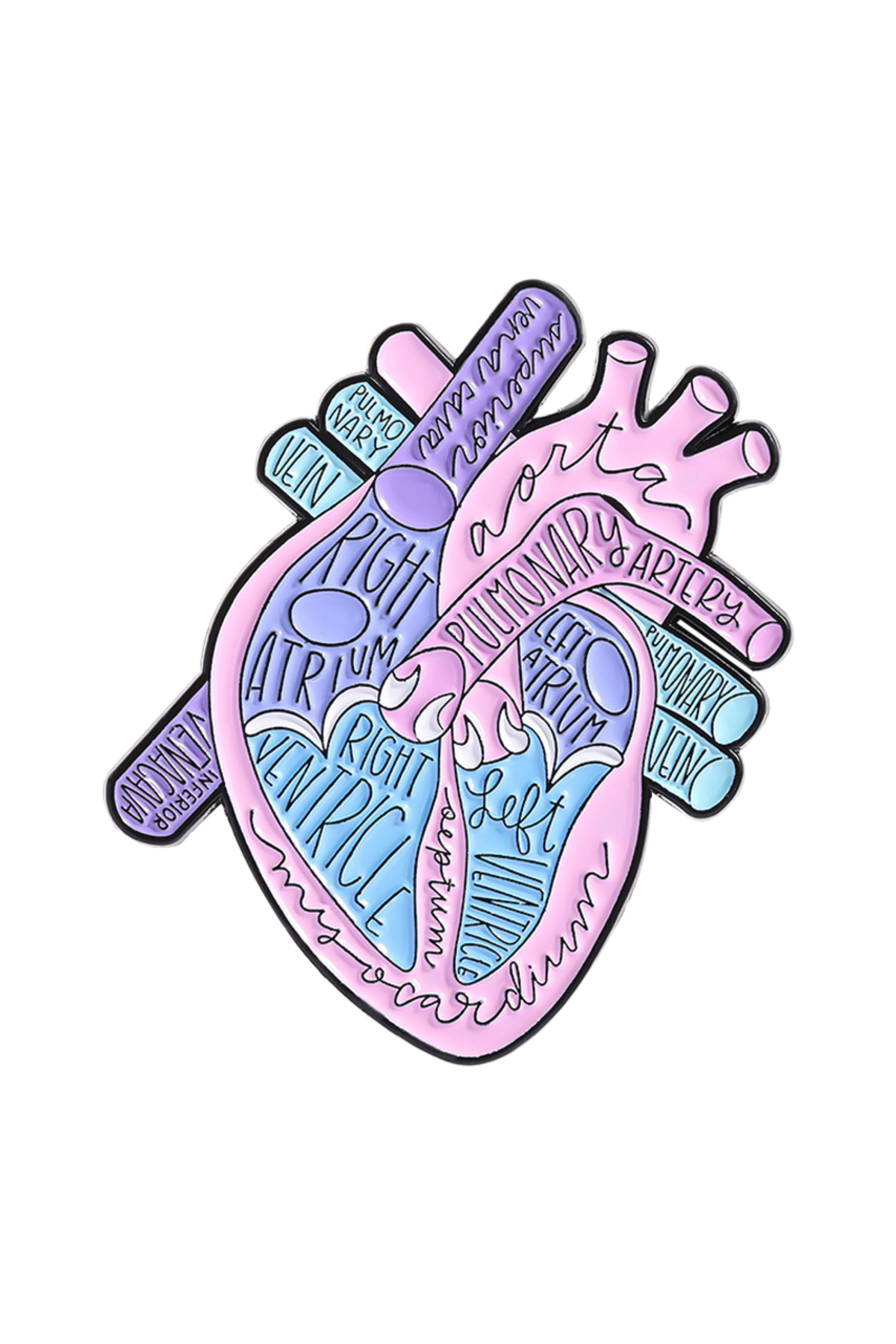 Choice Style 2 Labeled Brain Heart Anatomy Enamel Pins Human Organ ...