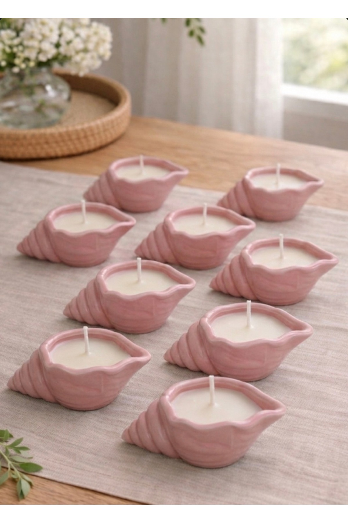 Glowa Deniz Kabuğu Formlu 5’li Seramik Mum Set – Pastel Pembe Dekoratif ...