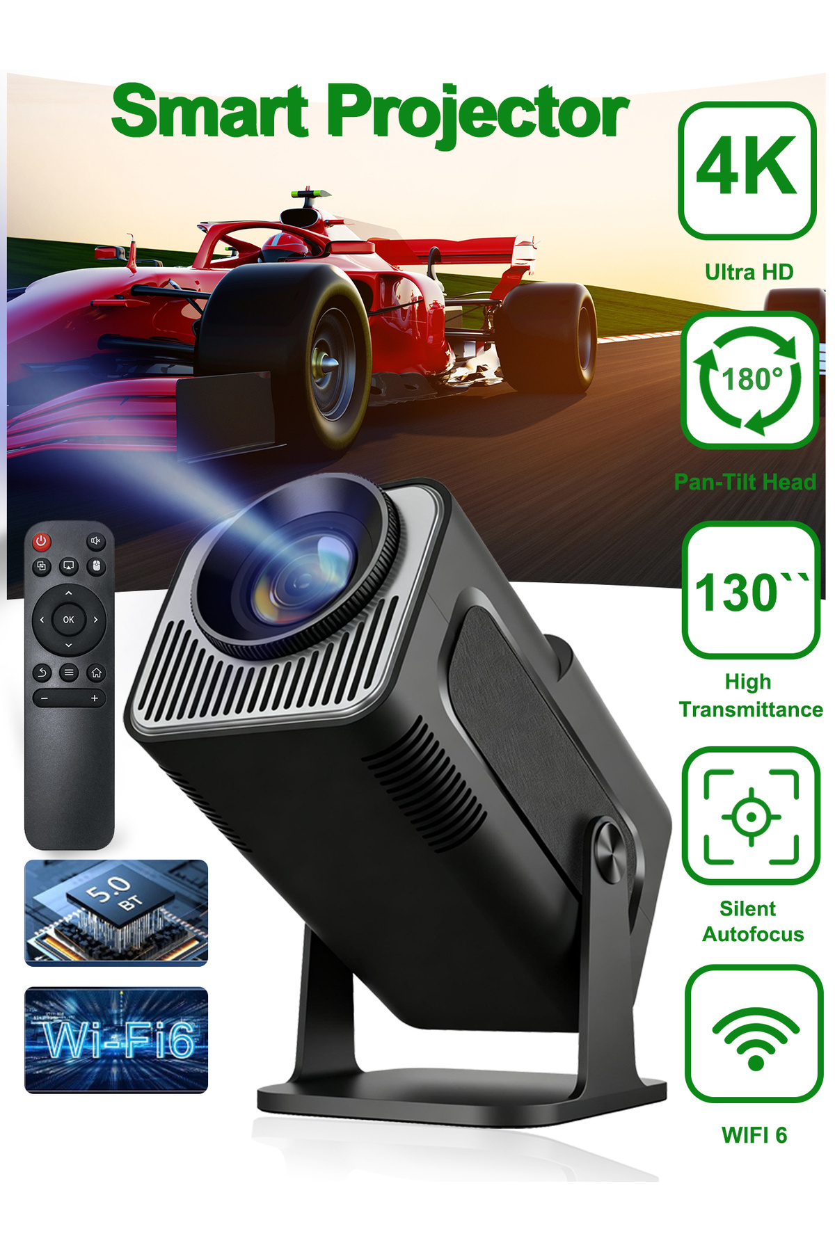 DYSWEI Smart WIFI Projector Blueteeth Android 11 Projector- Trendyol