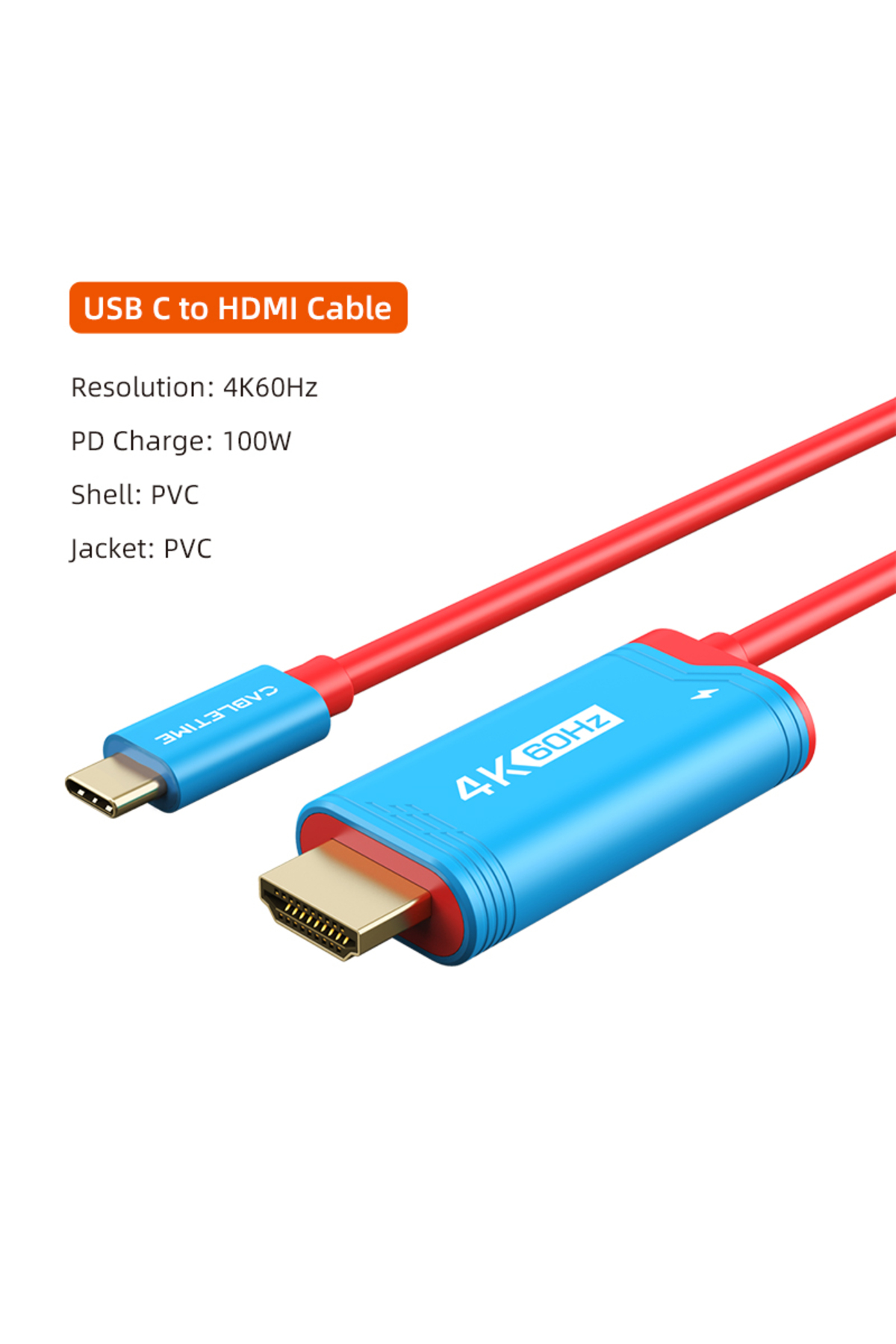 Choice 2m Blue CABLETIME PD 100W USB C to HDMI Cable 4K60Hz Type C to ...