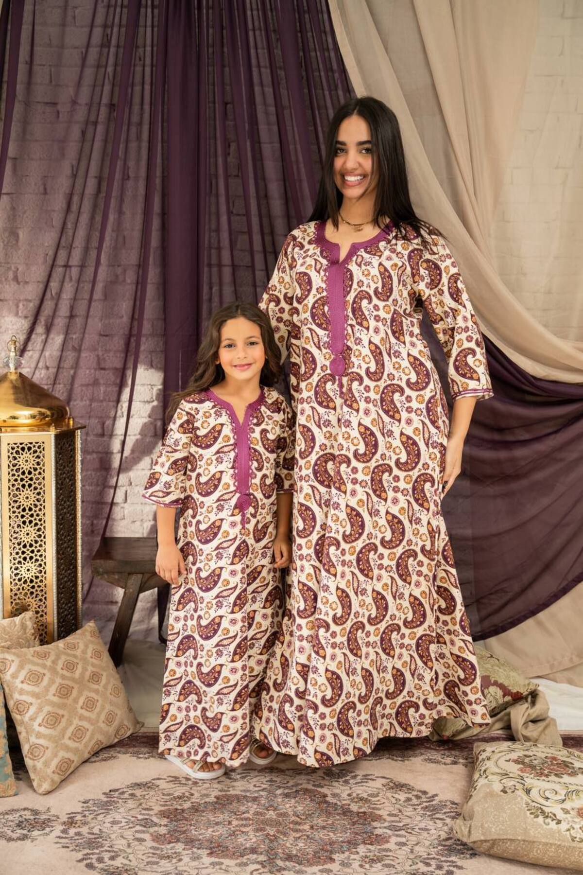 AFandina This mother and daughter jalabiya is distinguished by its ...