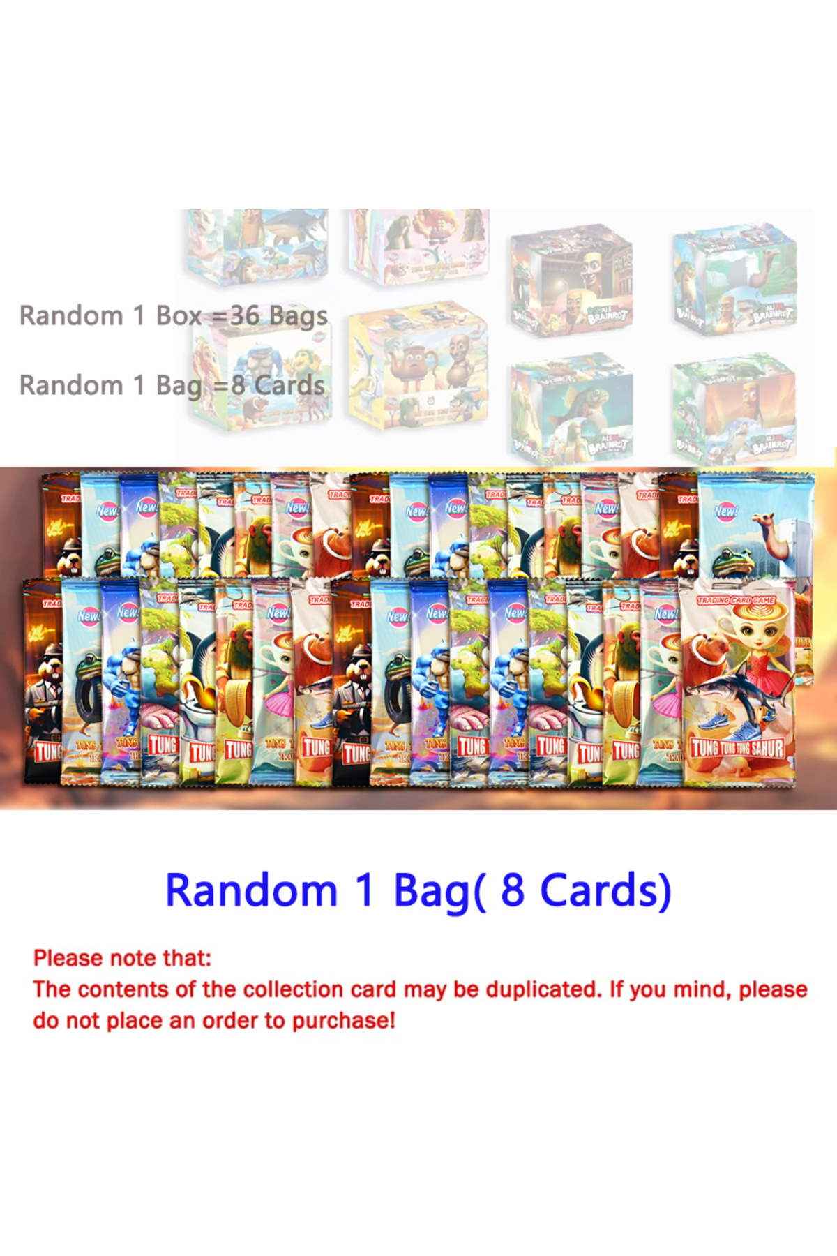 Choice Random 8 Cards New 8/288PCS Italian Brainrot Collectible Game ...