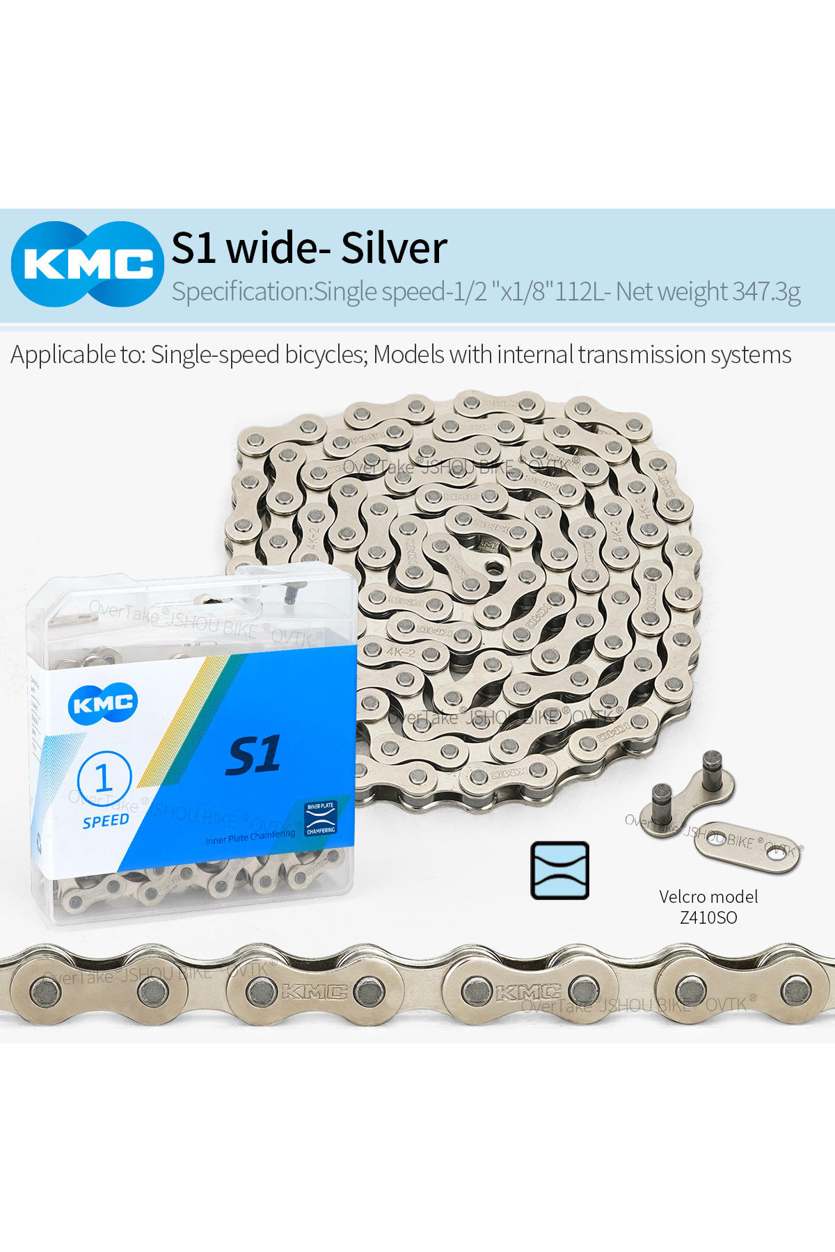 Choice S1 SV KMC bicycle chain single speed K1/K1SL/Z1eHX/S1/HL1 Series ...
