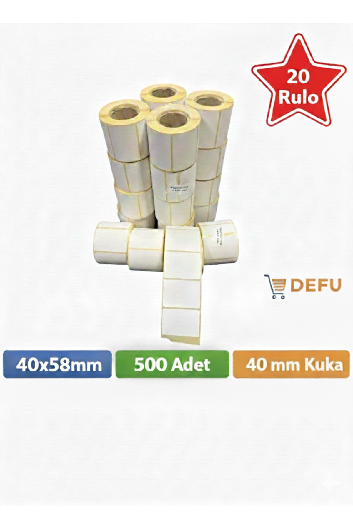 DEFU 40x58 mm Termal Terazi, Barkod Etiket - 500 Adet/Rulo - 40 mm Kuka ...