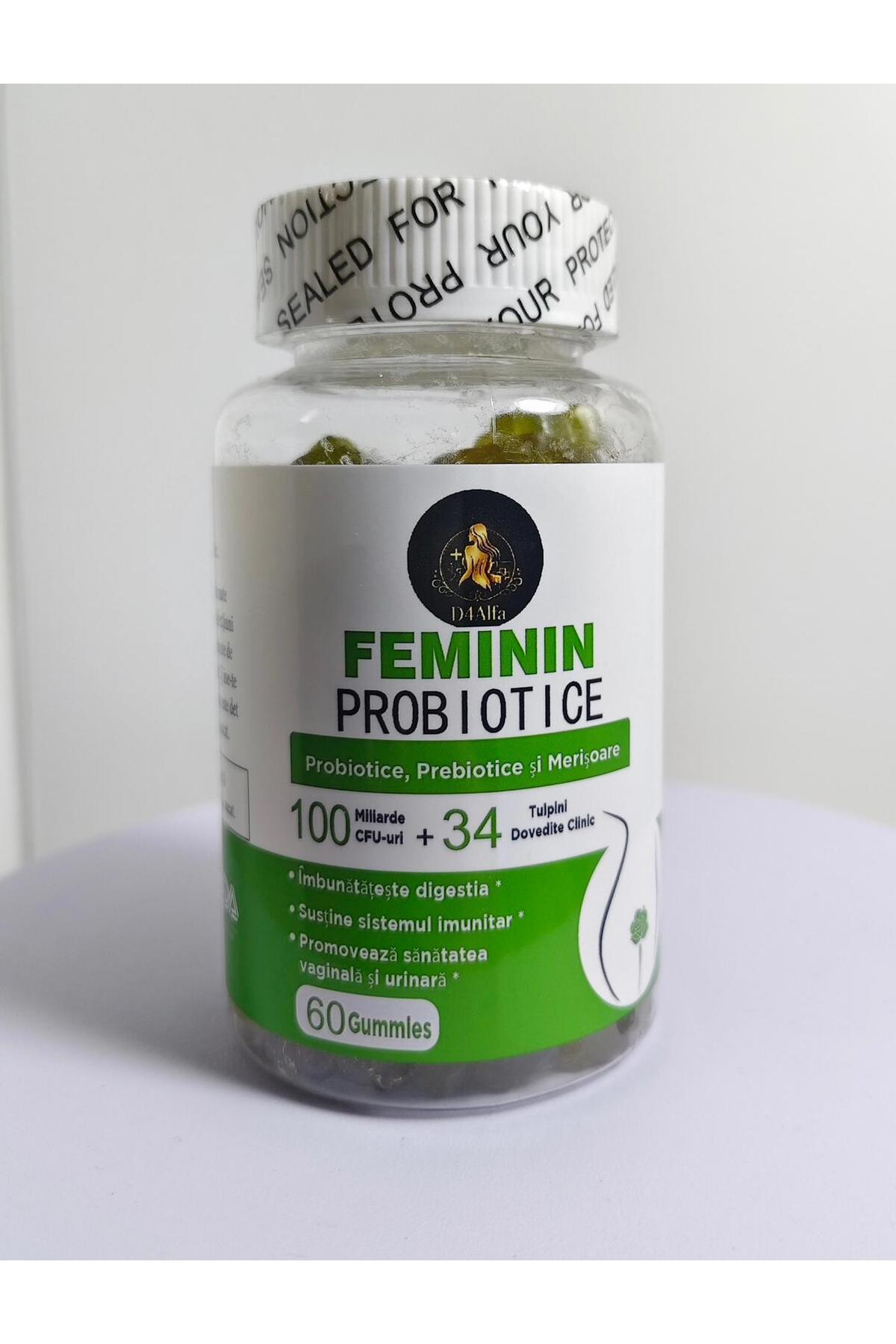 D4ALFA Probiotic și prebiotic feminin fără zahăr – 100 de miliarde CFU ...