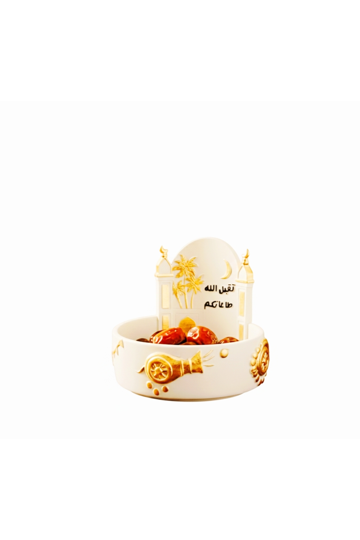 Saudi Arabia وعاء تمر رمضاني بتصميم مسجد ومدفع صناعي / طبق تقديم إسلامي ...