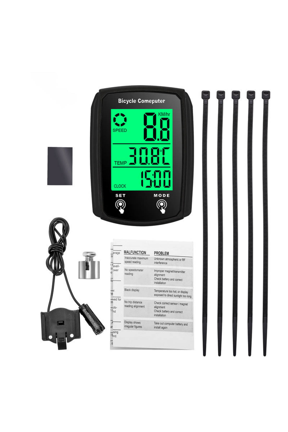 Choice Black Bike Computer Bicycle Odometer LCD Screen Wired Cycling ...