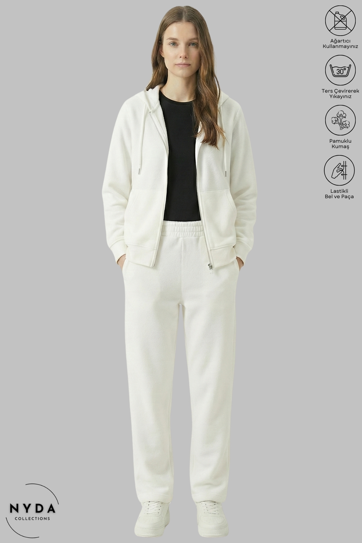 Nyda Collections Women Fleece-Lined Oversized Cotton Hooded Jacket and ...
