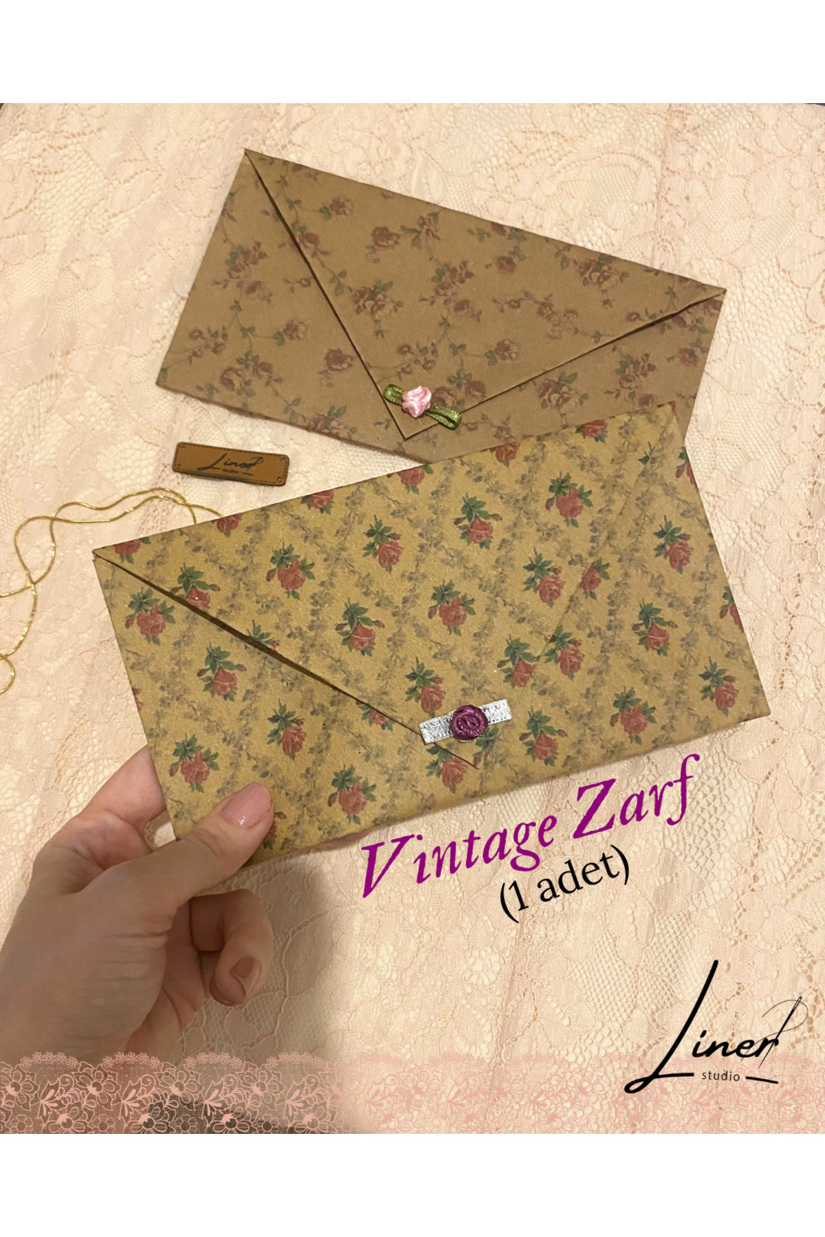Liner 1 adet El Yapımı Vintage Zarf - Fiyatı, Yorumları
