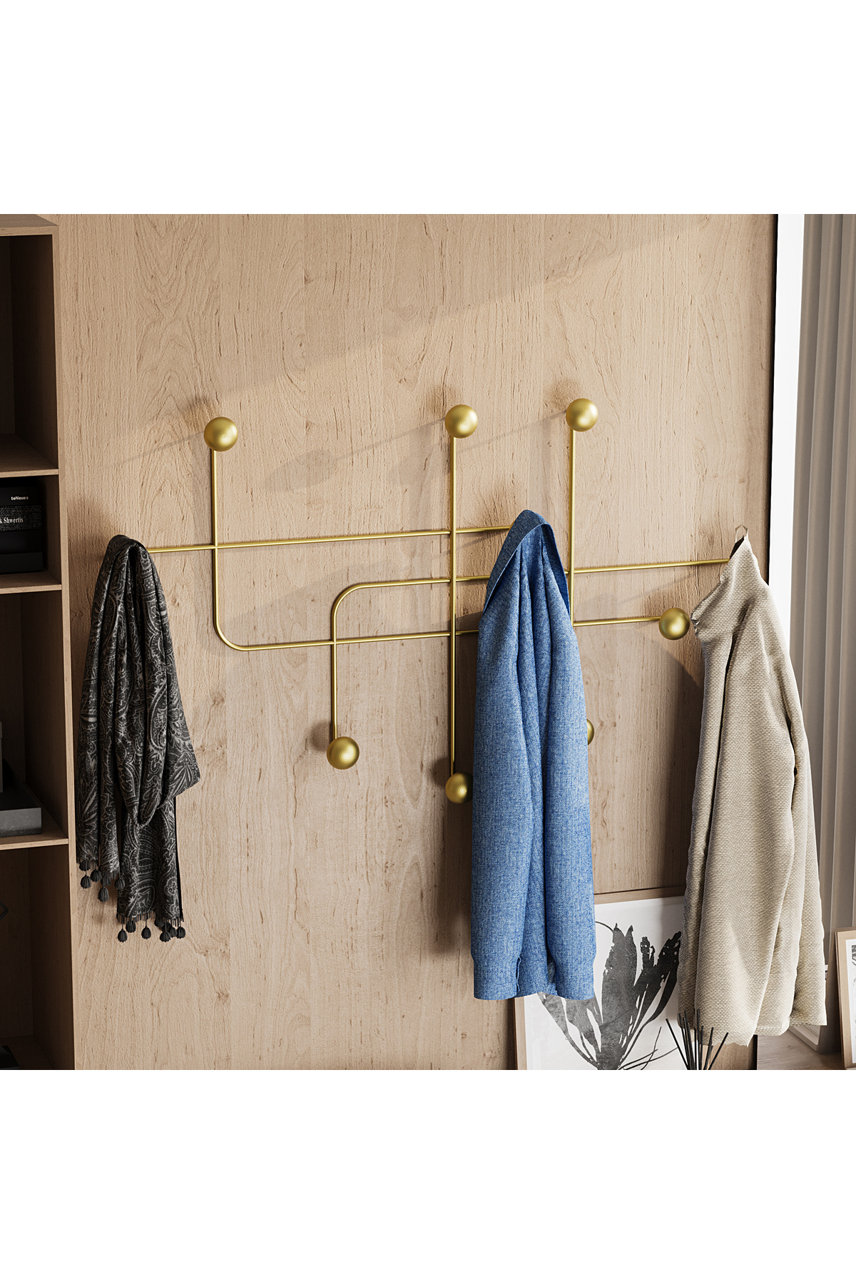 MOİRA Altın Gold,Dekoratif Metal Duvar Askısı Modern Tasarım Antre ...