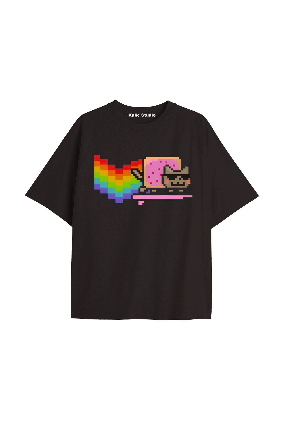 Kalic Studio Nyan Nyan cat oversize unisex t-shirt siyah - Fiyatı ...