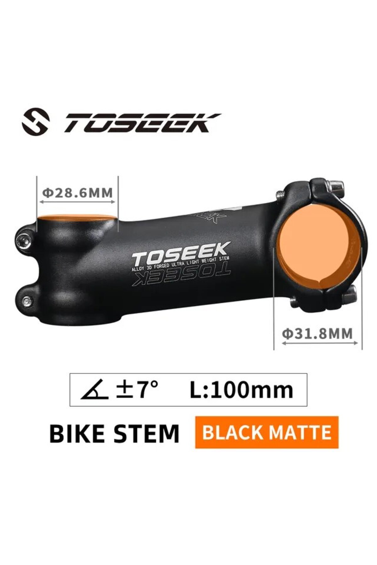 Choice 7degree-100MM TOSEEK ST002 MTB Stem 7 Degree Bike Handlebar Stem ...