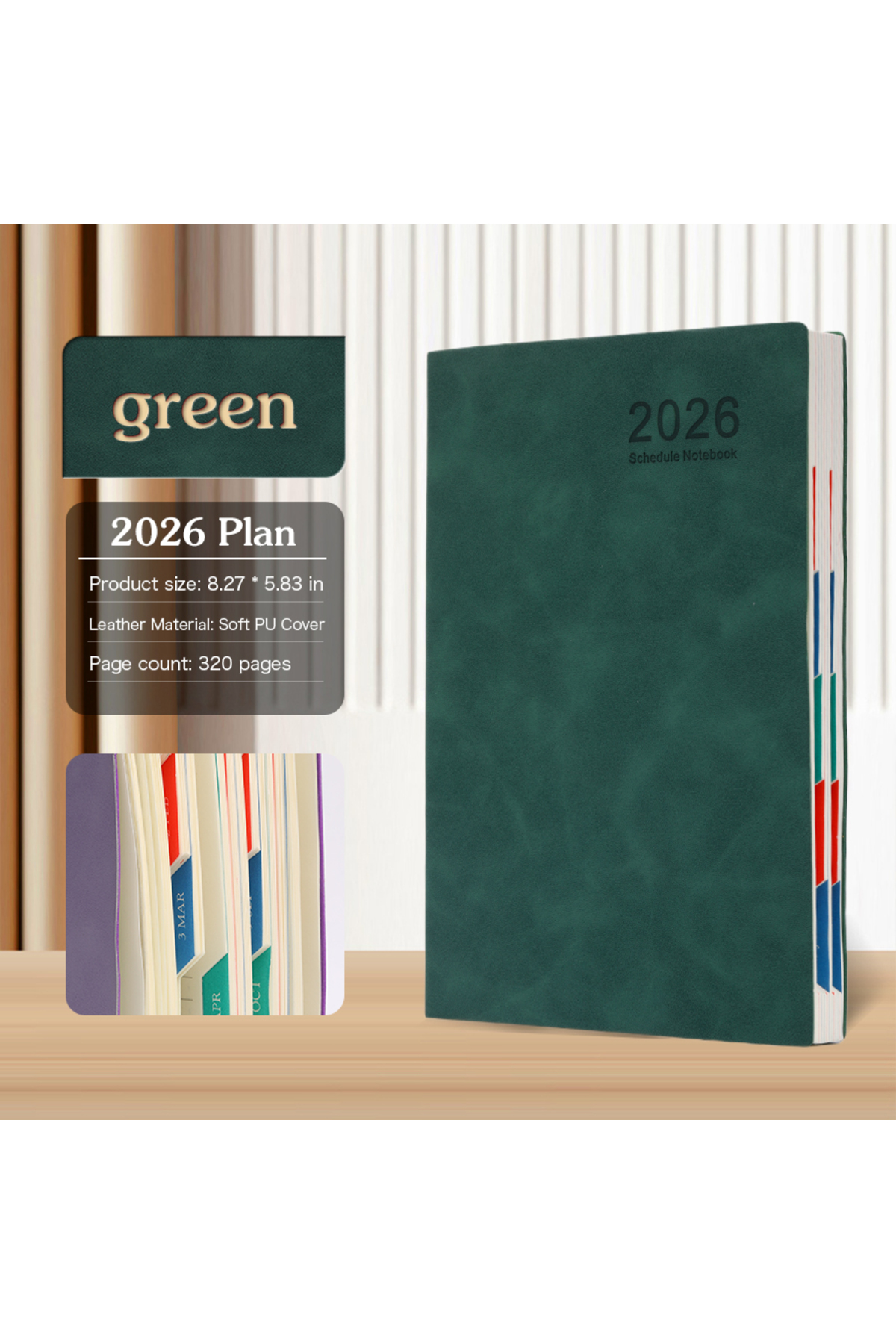 Choice A5 green 2026 A5 – 365-Day Daily & Weekly Schedule Notebook ...