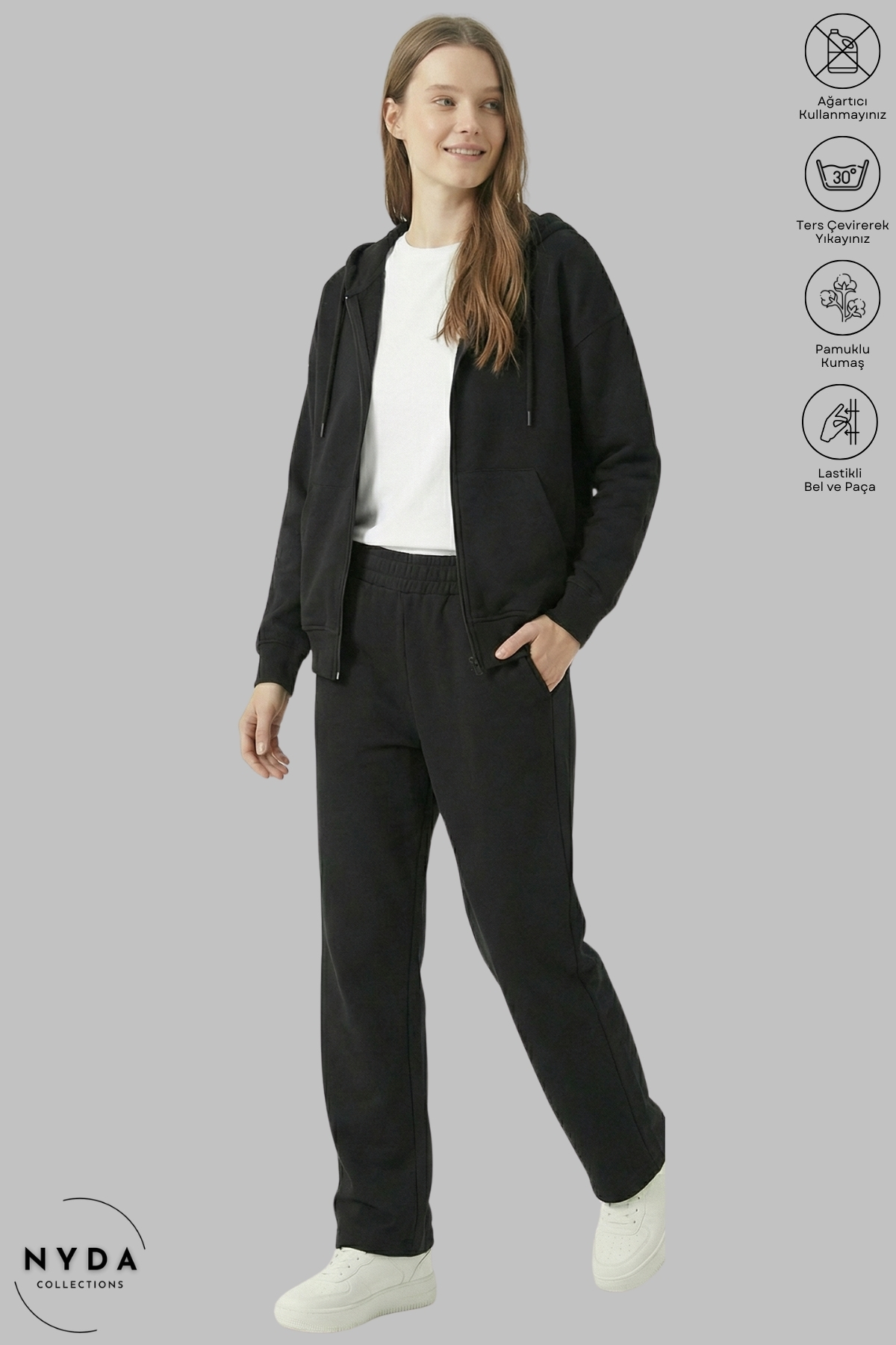 Nyda Collections Women Fleece-Lined Oversized Cotton Hooded Jacket and ...