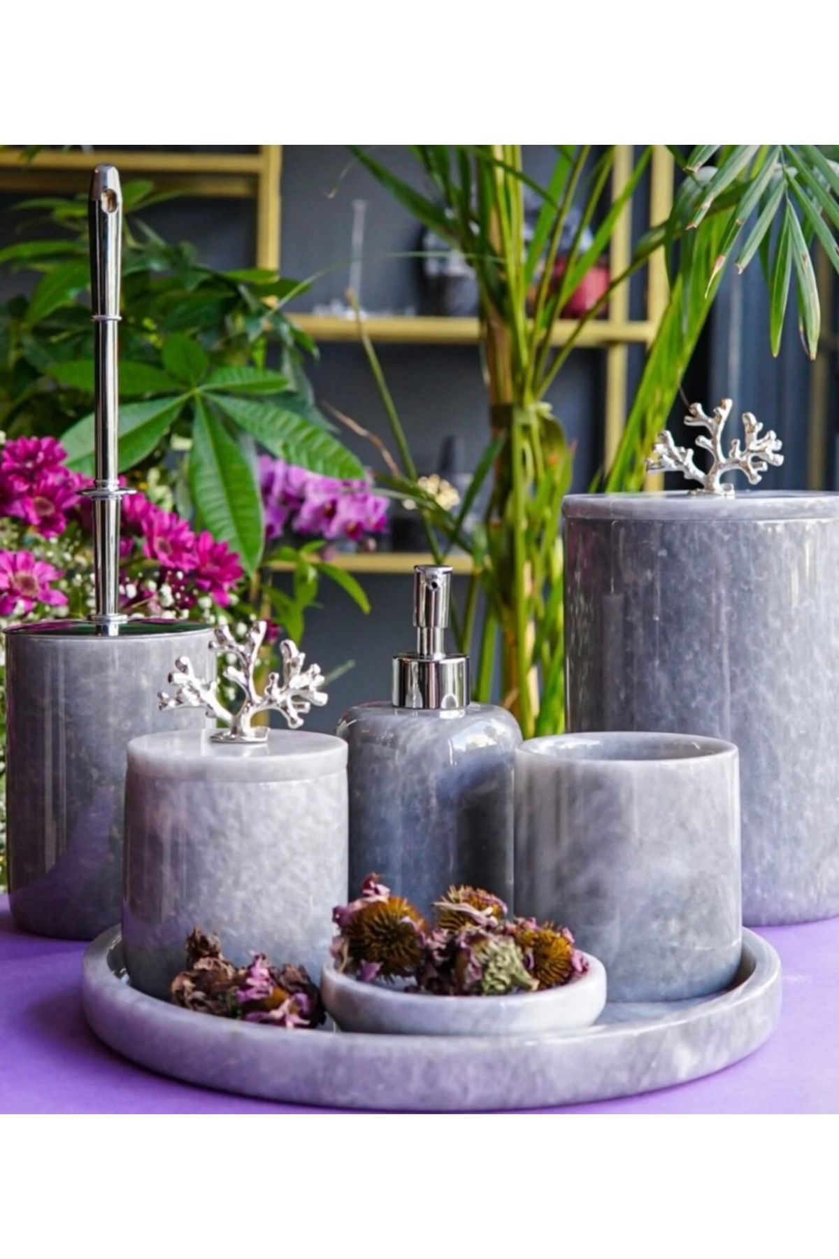 SAMM MARBLE Gri Mermer Banyo Seti 7li - Fiyatı, Yorumları