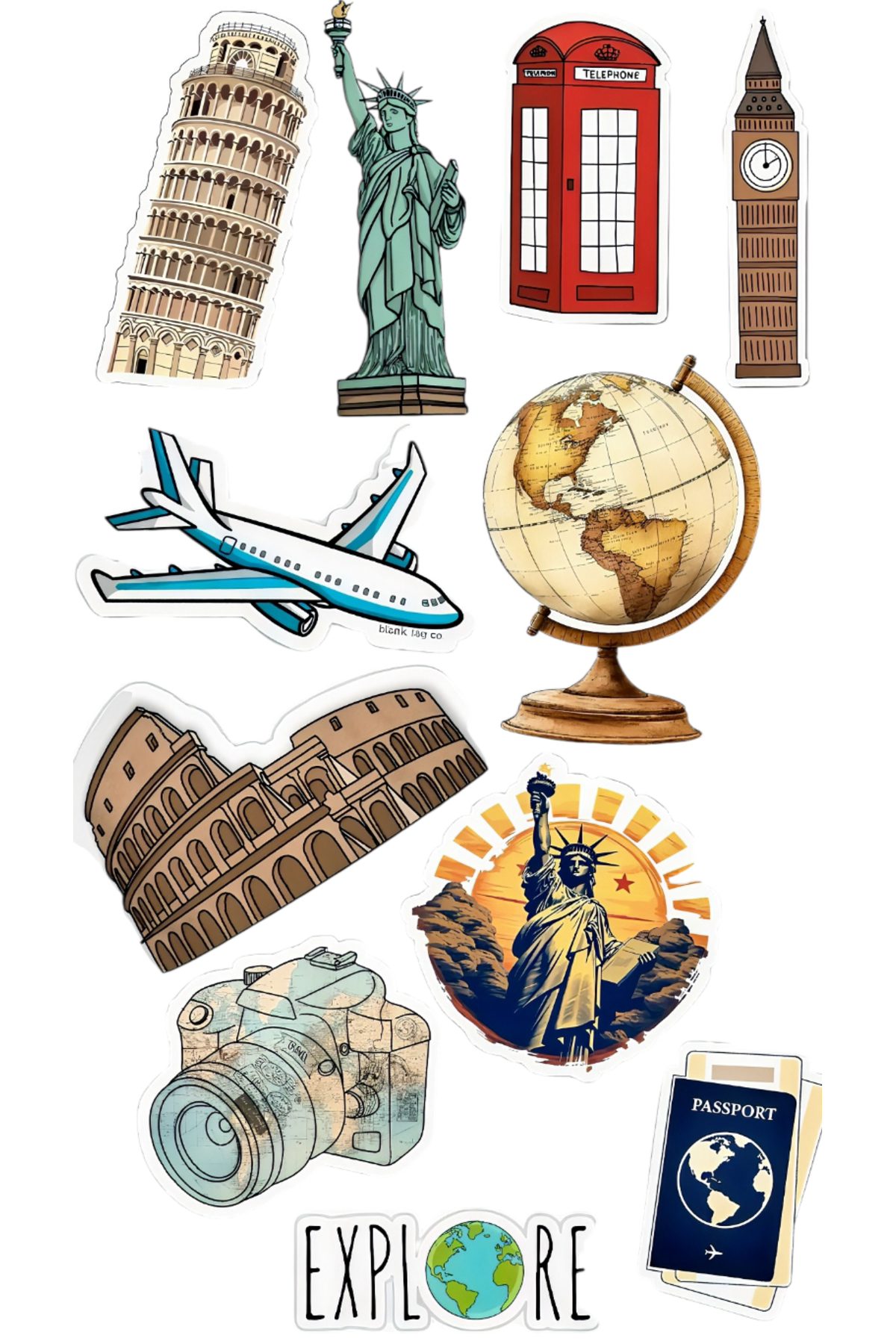 Limitless Design Moda & Seyahat Temalı Sticker Seti – 22x30 cm ...
