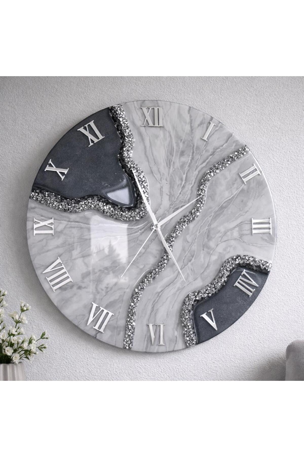 Sultan Tasarım Ceas de perete elegant cu design epoxidic de 40 cm, ceas ...