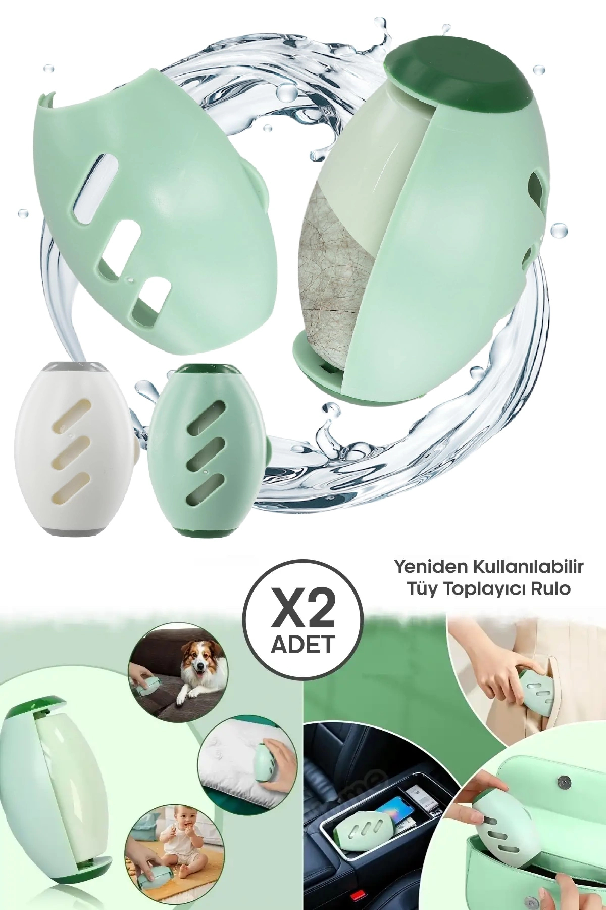 Berdina Home 2li Yıkanabilir Tüy Toplayıcı Rulo Kedi Köpek Evcil Hayvan ...