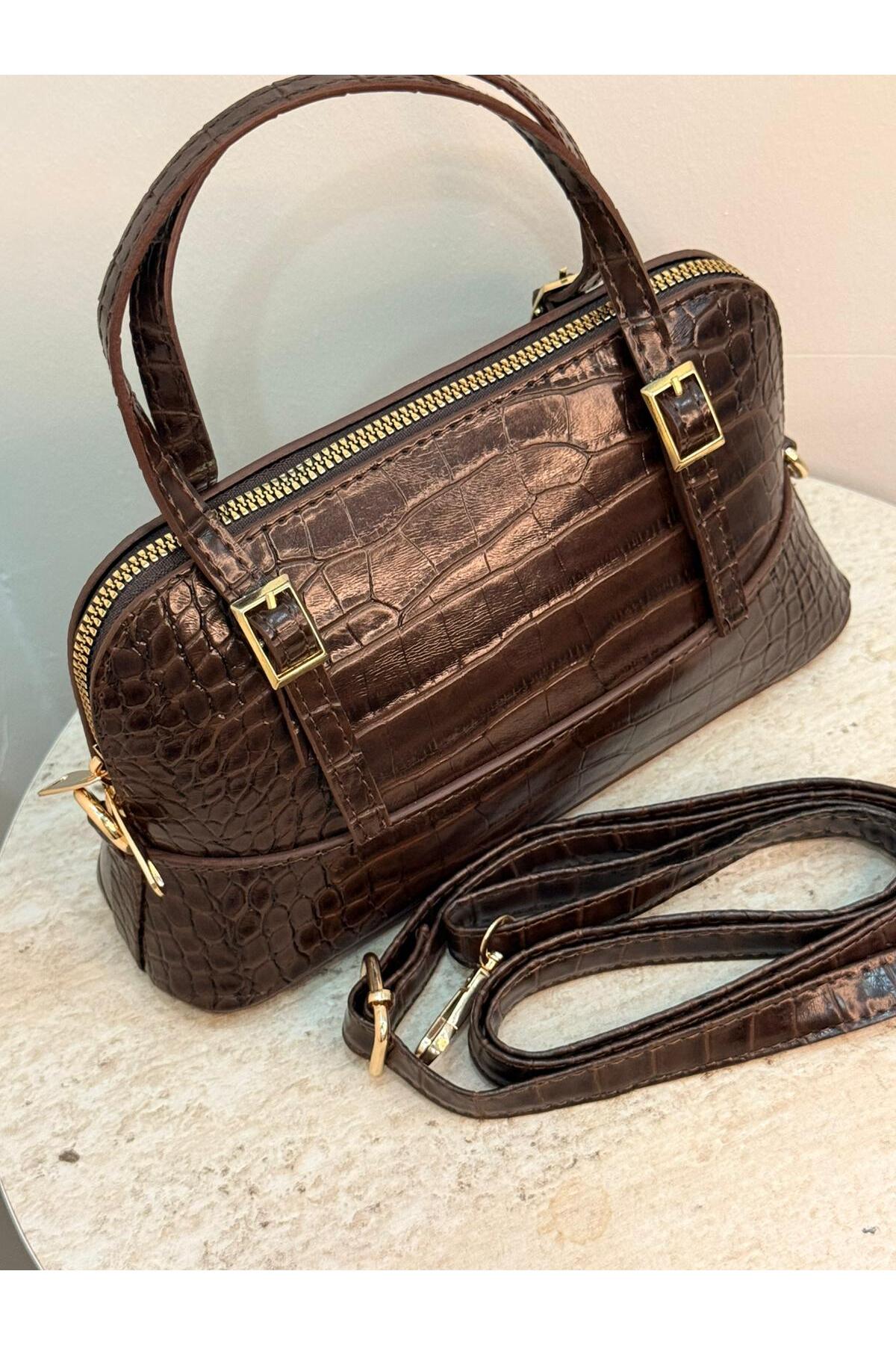 Silya Collection Kadın Croco Model Kahverengi Mini El Ve Omuz Çantası ...