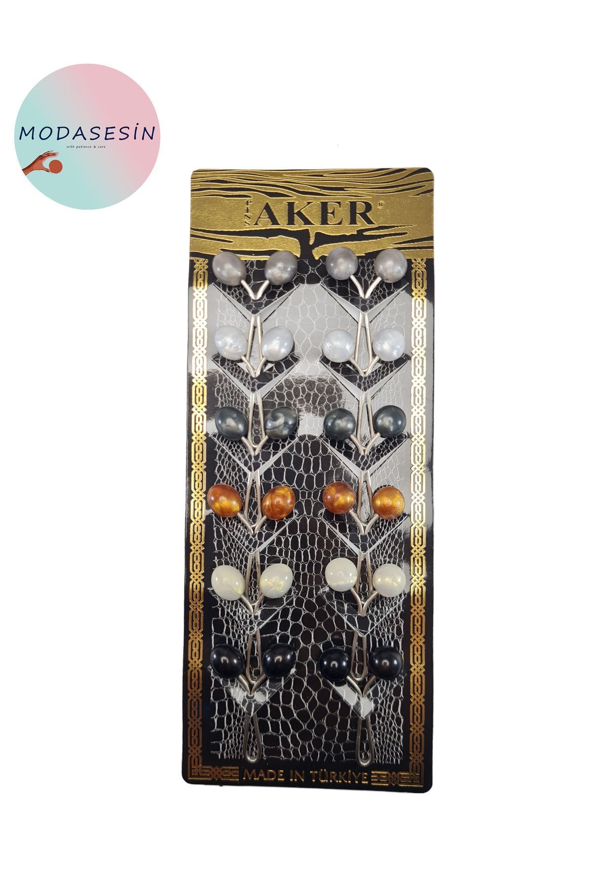 Melodi Scarf Скромна колекция от 12 броя клипсове за шал от естествен ...