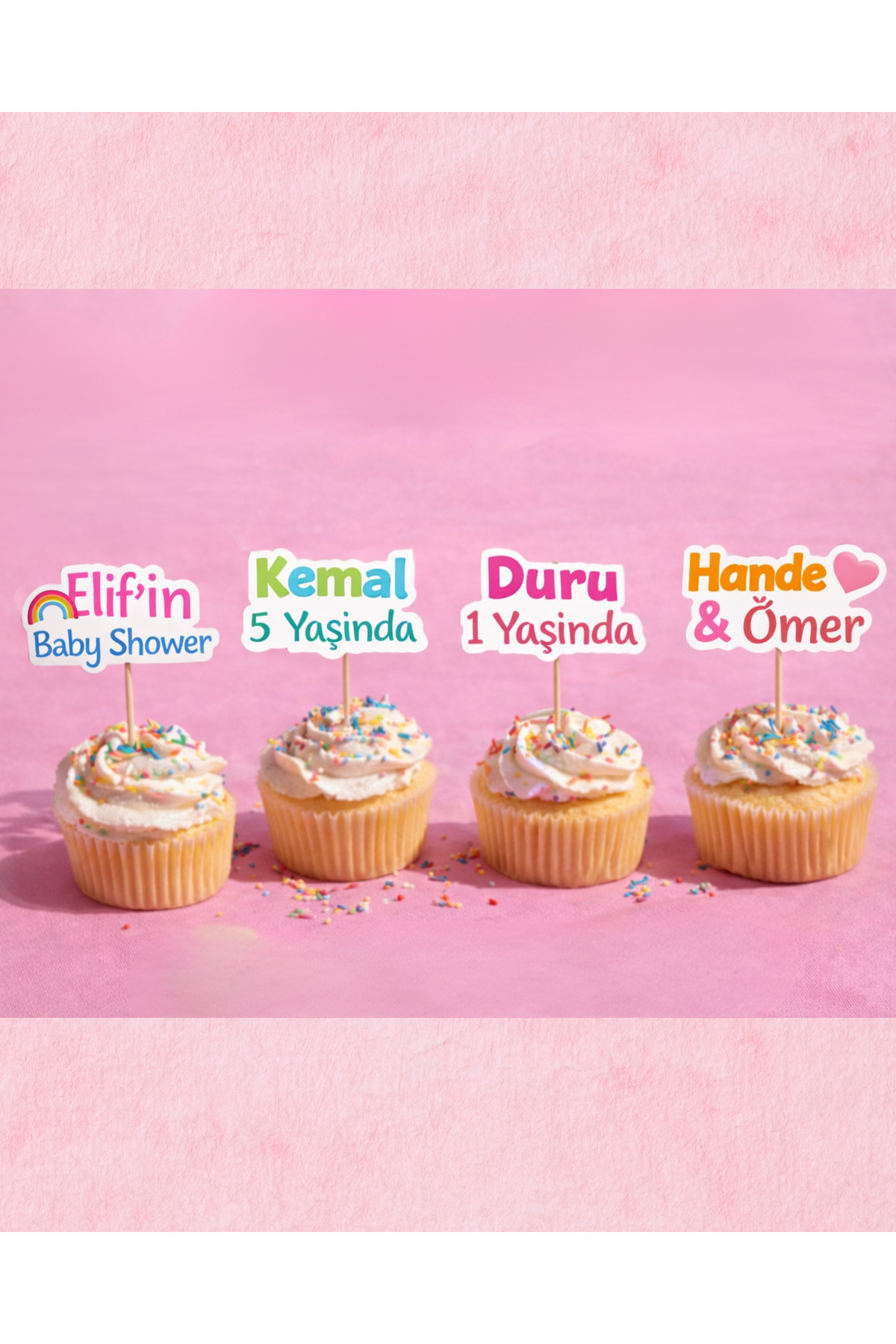 Dijital Nostal Kişiye Özel İsimlik Cupcake Pasta Süsü 10 Adet I Doğum ...