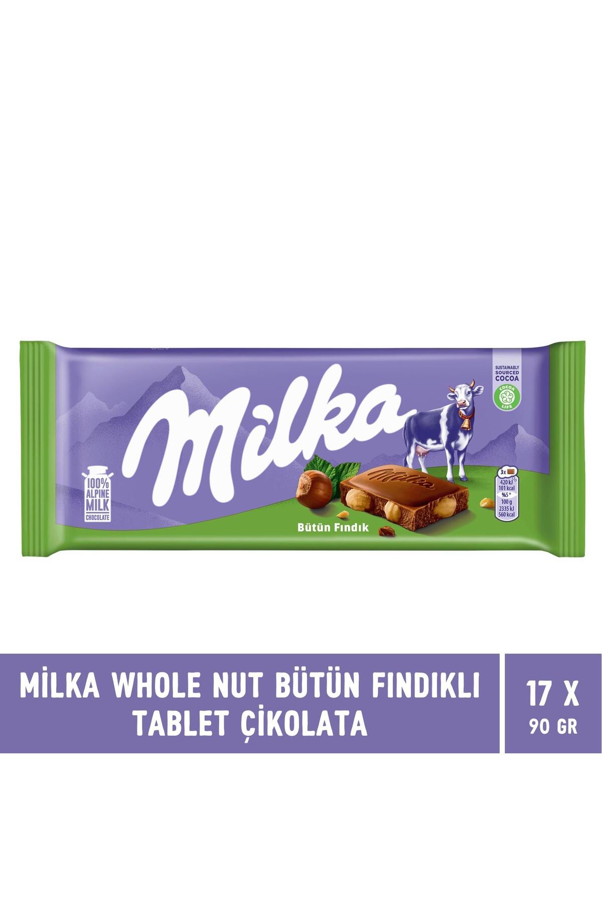 Milka Whole Nut Bütün Fındıklı Tablet Çikolata 90 gr X 17 Adet - Fiyatı ...