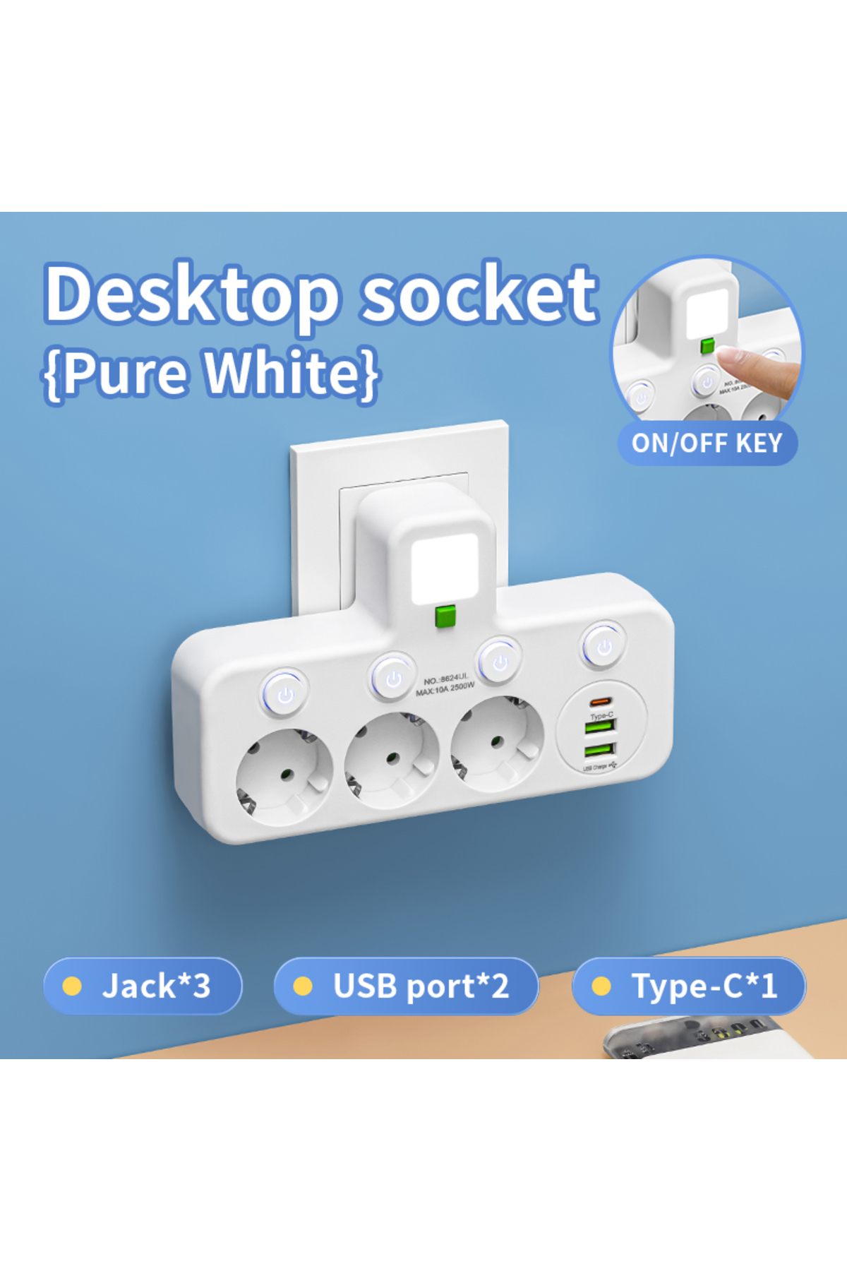 Choice EU Plug 3USB white EU Plug Socket Power Strip Outlets Two ...