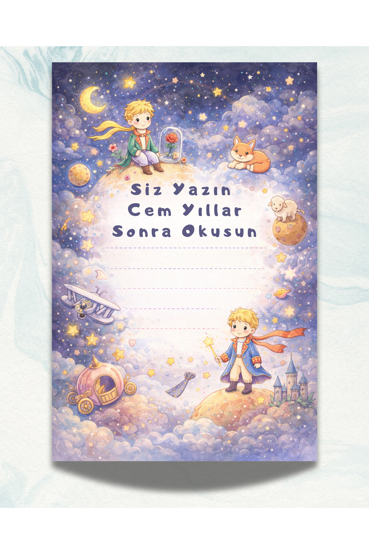 Dijital Nostal Kişiye Özel Küçük Prens Temalı 10 Adet Siz Yazın Kutlama ...