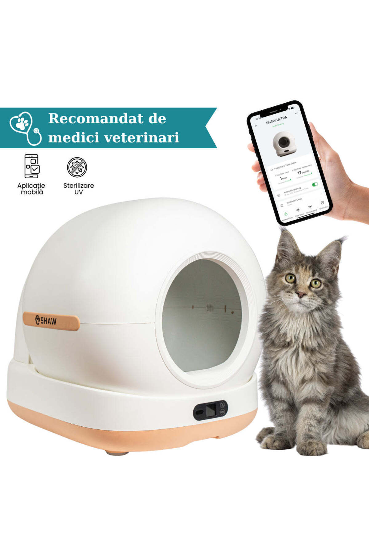 SHAW ® Ultra Smart Αυτόματη τουαλέτα για γάτες με αποστείρωση UV και ...