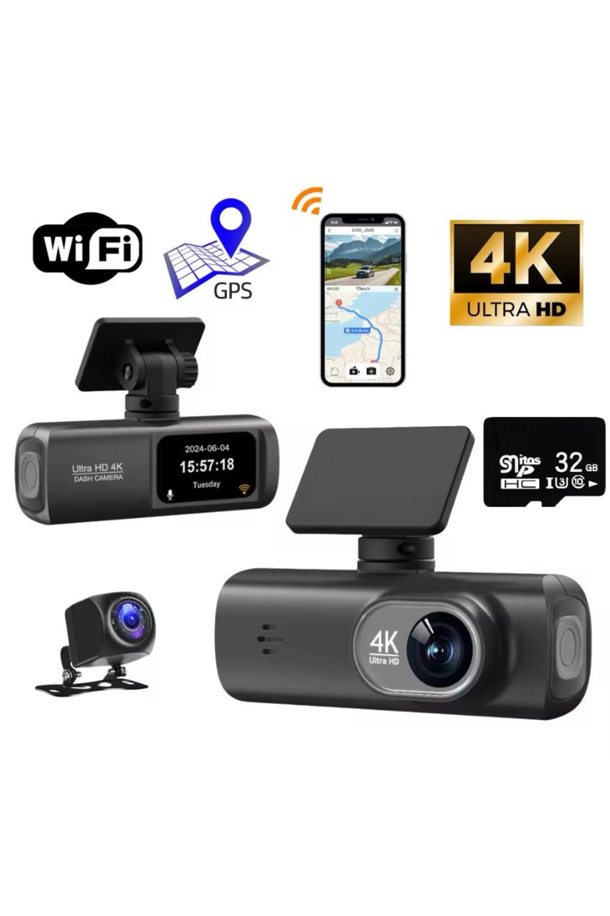 OEM Camera Auto DVR 4K UHD, Wi-Fi, Night Vision, Mod Parcare Inteligent ...