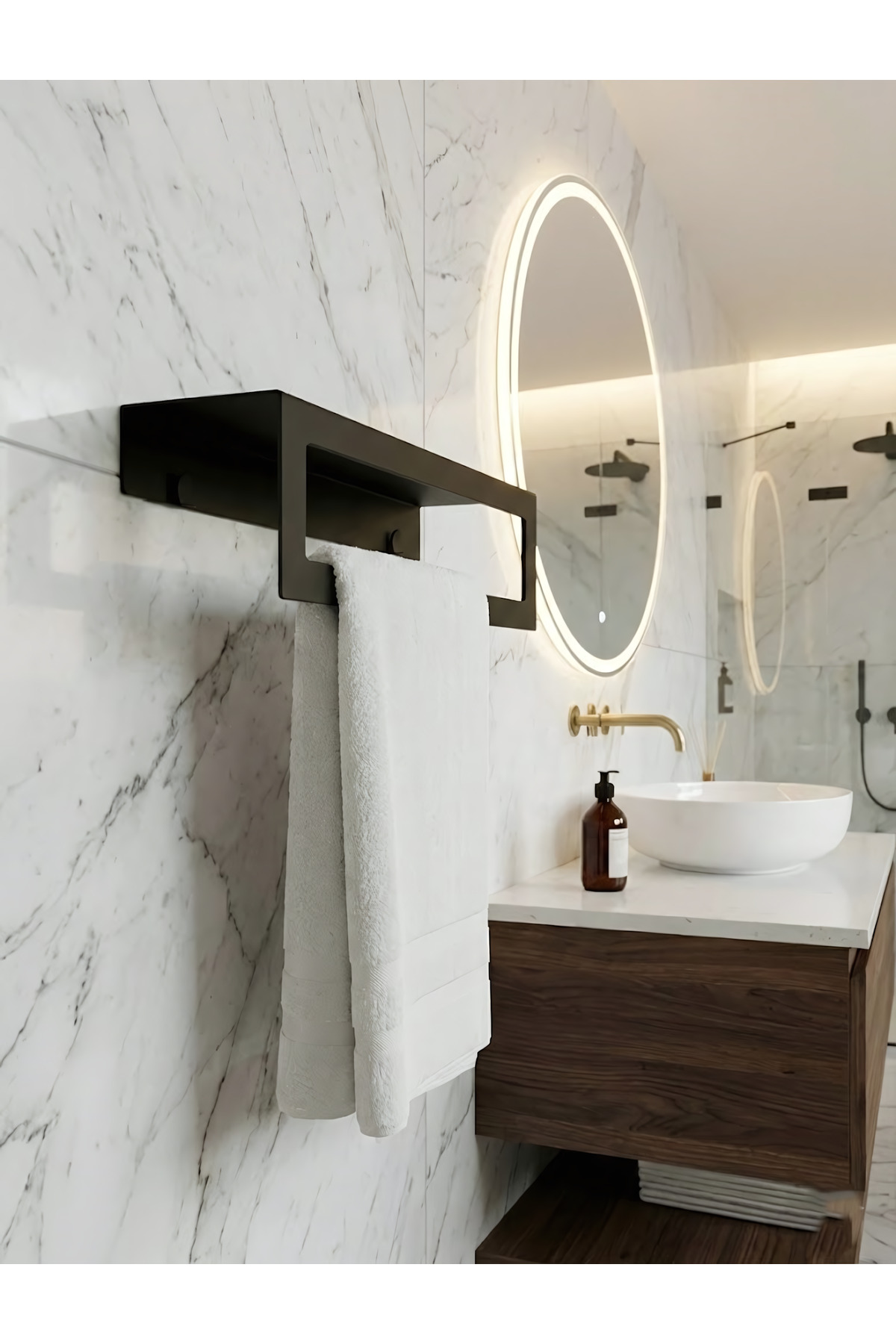 İON DESİGN Premium Seri , Modern Raflı Paslanmaz Metal Banyo Havluluğu ...