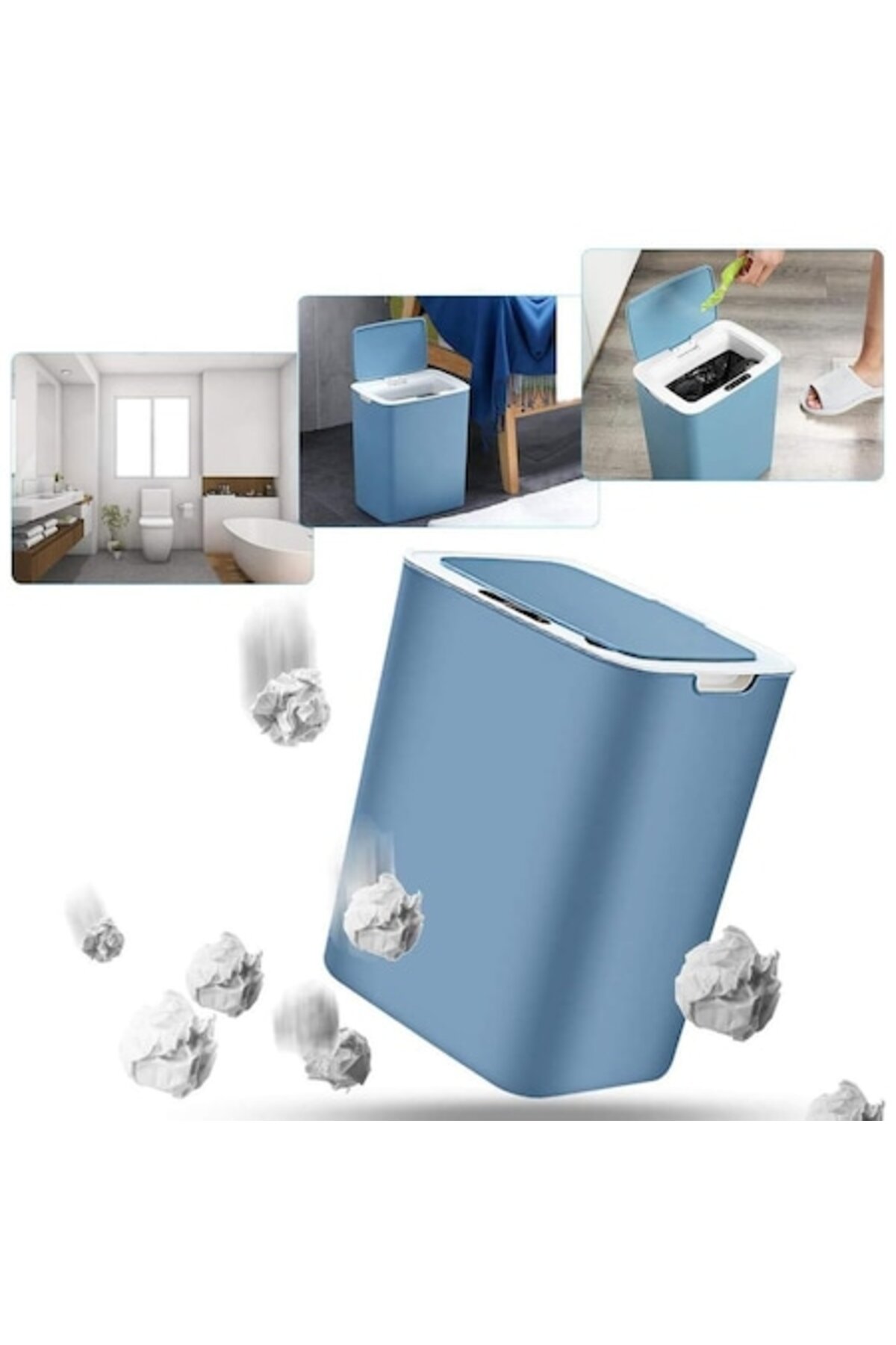 ANGMAD Smart trash can 14L, built-in battery, motion, touch and ...