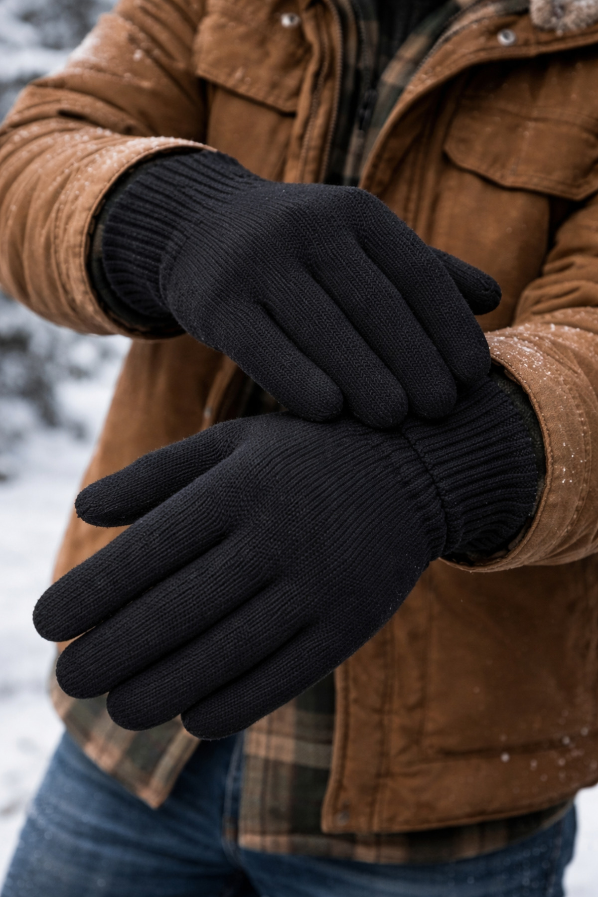 Garamond Ανδρικά μαύρα πλεκτά γάντια διπλής στρώσης – Χειμερινά ...