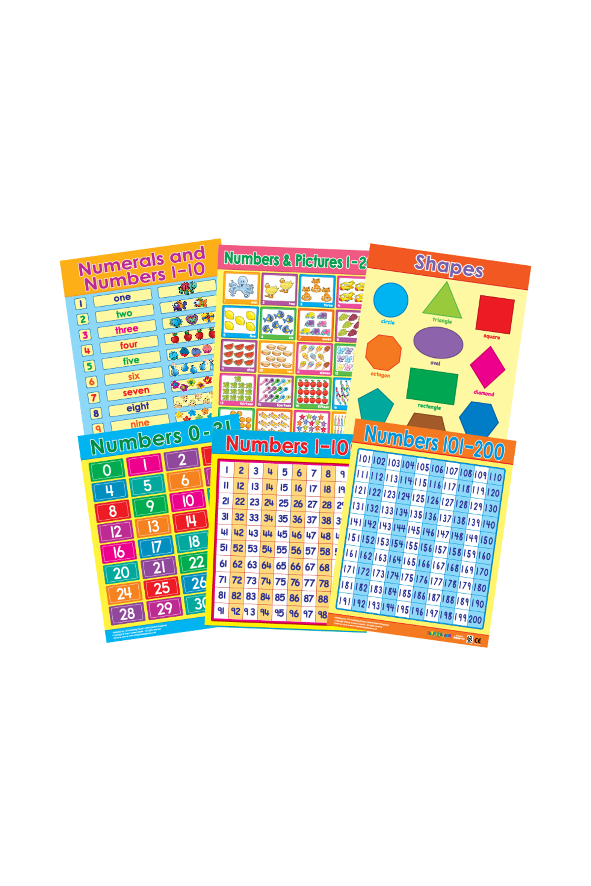 123Publishing House Counting & Shapes (6 Wall Charts) - Educational ...