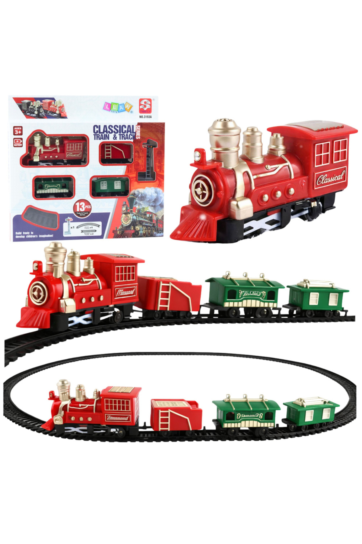 LEAN Classic Mini Battery-Operated Train Set, Locomotive and Rail Cars ...