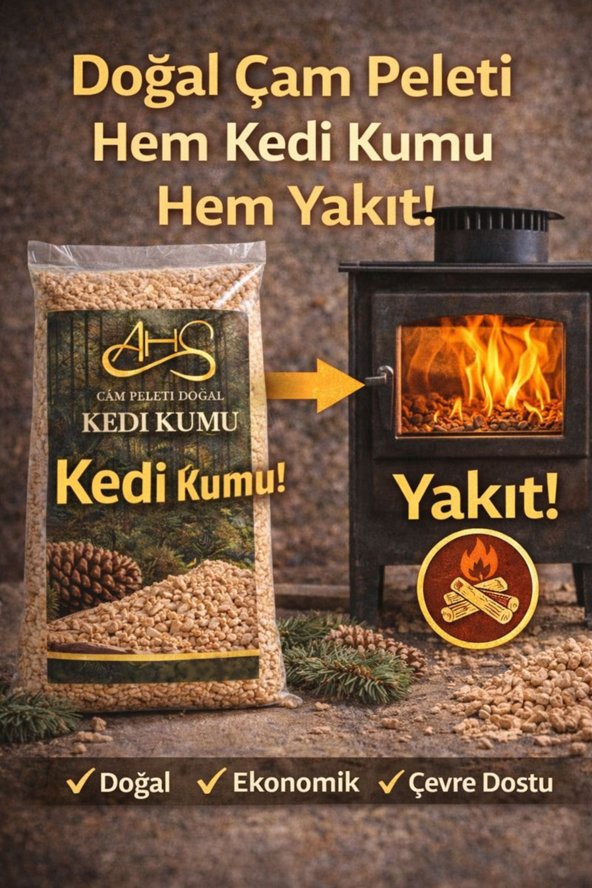 AHS 6 mm Çam Peleti Yakıtı & Kedi Kumu | Doğal, Ekonomik, Yüksek ...