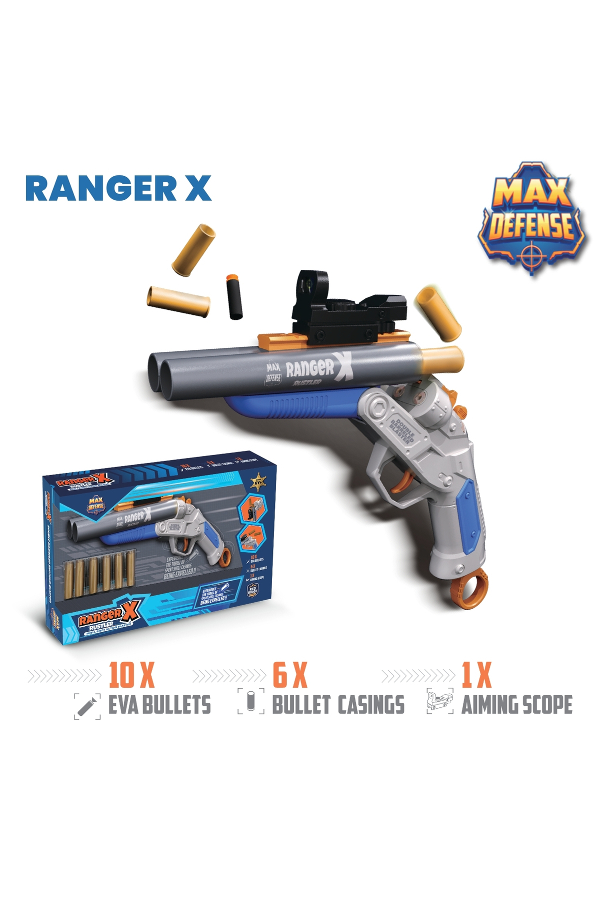 Max Defense Ranger X - Rustler Shell Eject Action Blaster- Trendyol