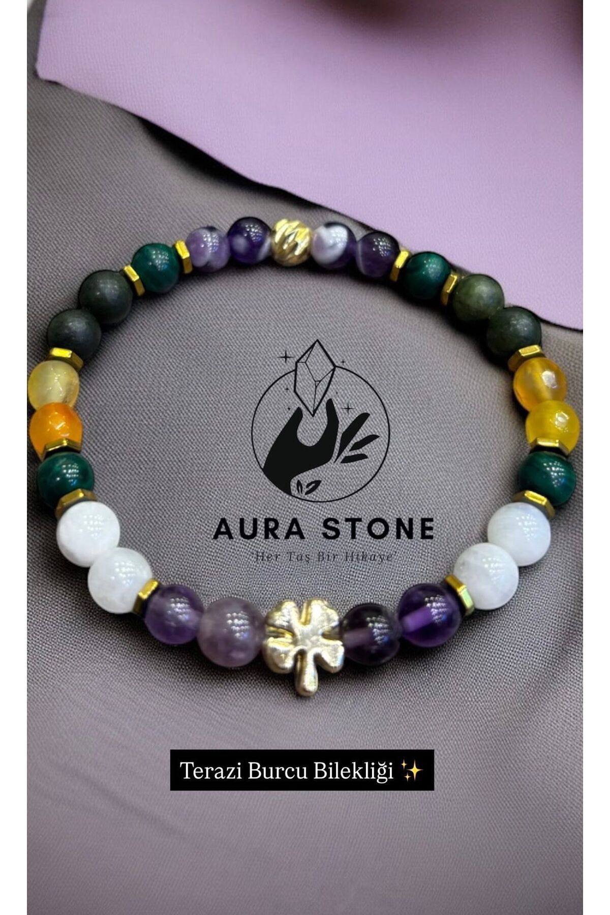 AURA STONE AuraStone Özel Tasarım Doğal Taş Terazi Burcu Bilekliği ...