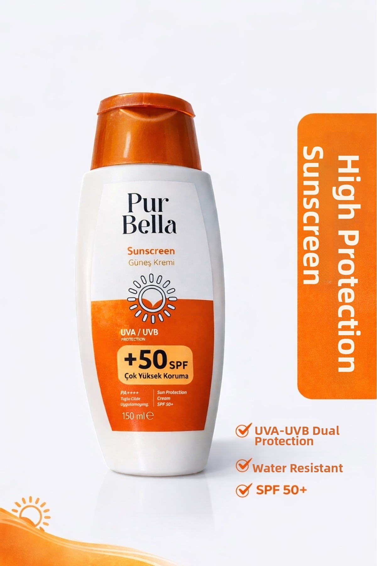 PUR BELLA Sun Spf 50+ Face and Body Sunscreen Cream 150 ml Uva Uvb Pa ...