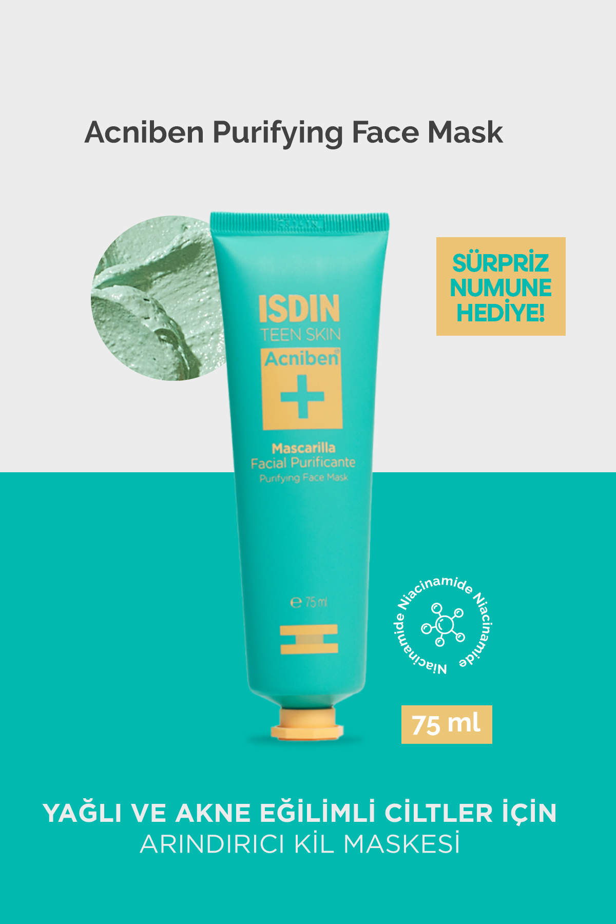 ISDIN Acniben Purifying Face Mask 75 ml Yağlı ve Akne Eğilimli Ciltler ...
