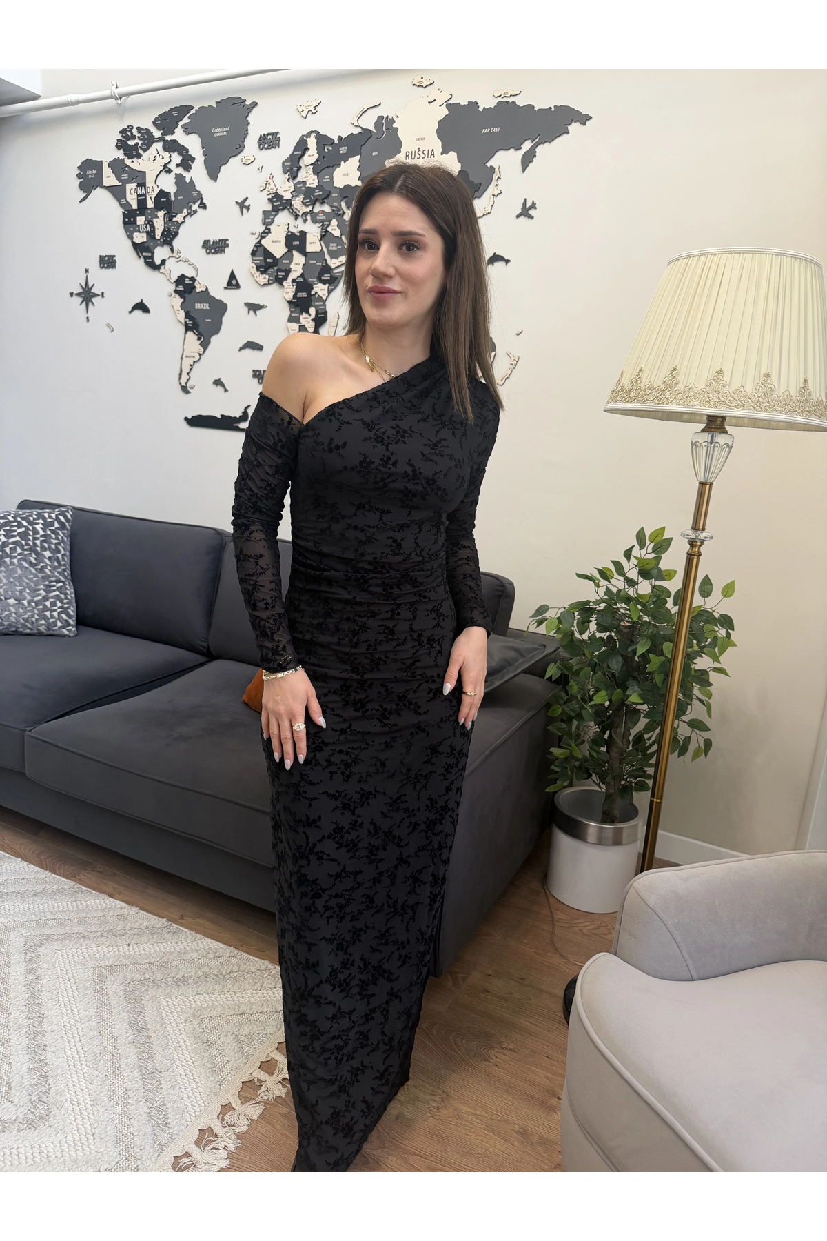 Greenboutique Drapeli Transparan Flok Elbise - Fiyatı, Yorumları