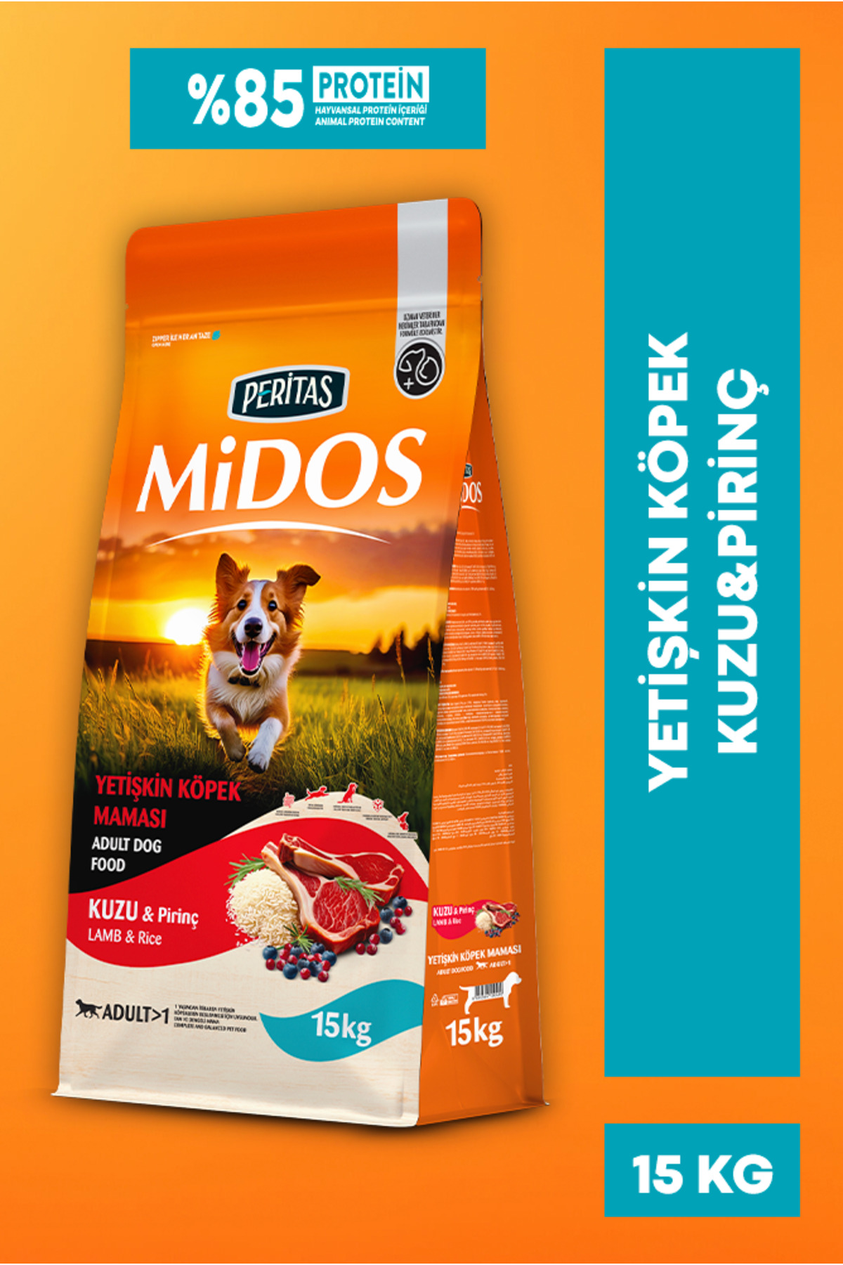 PERİTAS Midos Kuzu ve Pirinçli Yavru Köpek Maması Sağlıklı Büyüme 15kg ...